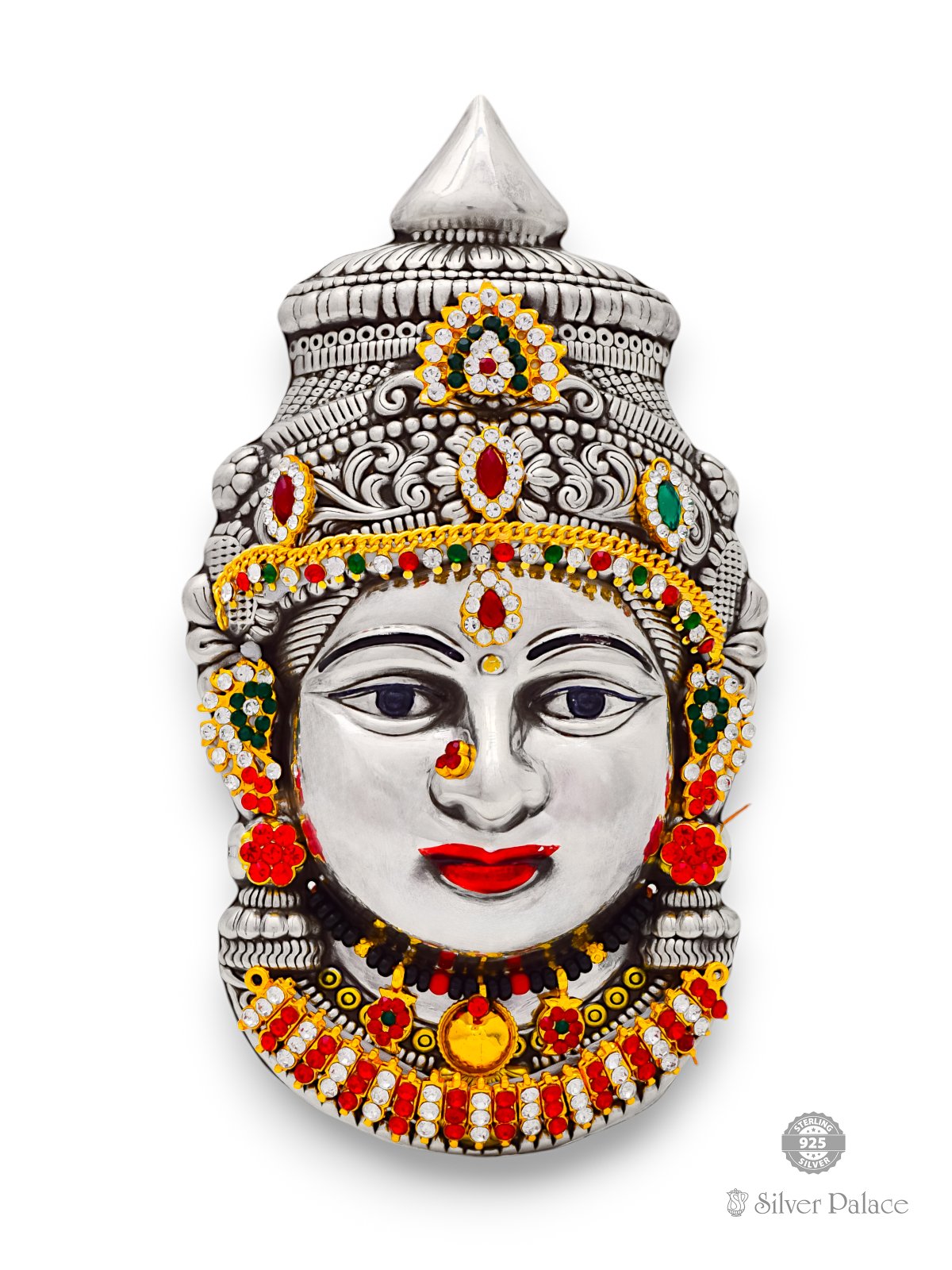 925 Sterling Silver Amman Face With Color Full Enamel And Stones ...