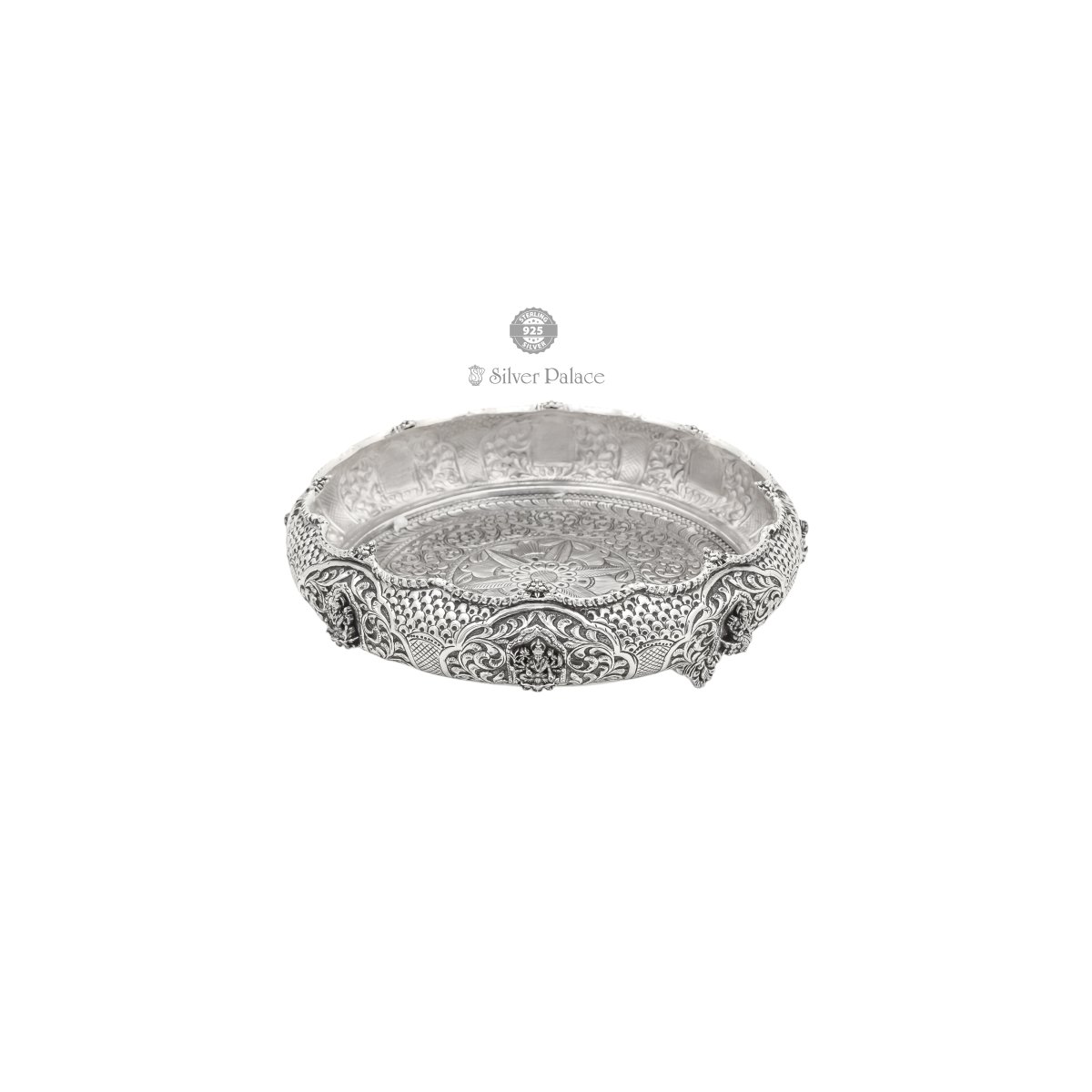 925 Oxidised Silver Handcrafted Pooja Plate – Traditional Silver ...