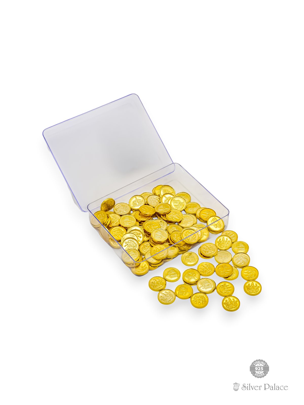 925 Silver Gold Polished Lakshmi With Lotus Design 108 Coins For Pooja ...
