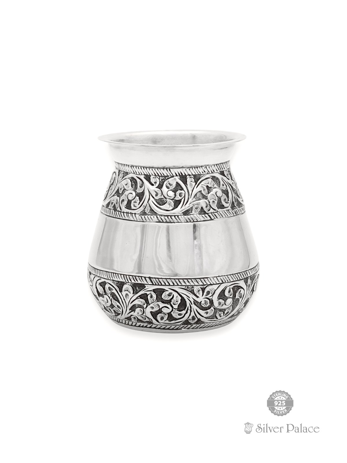 925 Oxidised Silver Floral Design Sombu For Giftings - Silver Palace