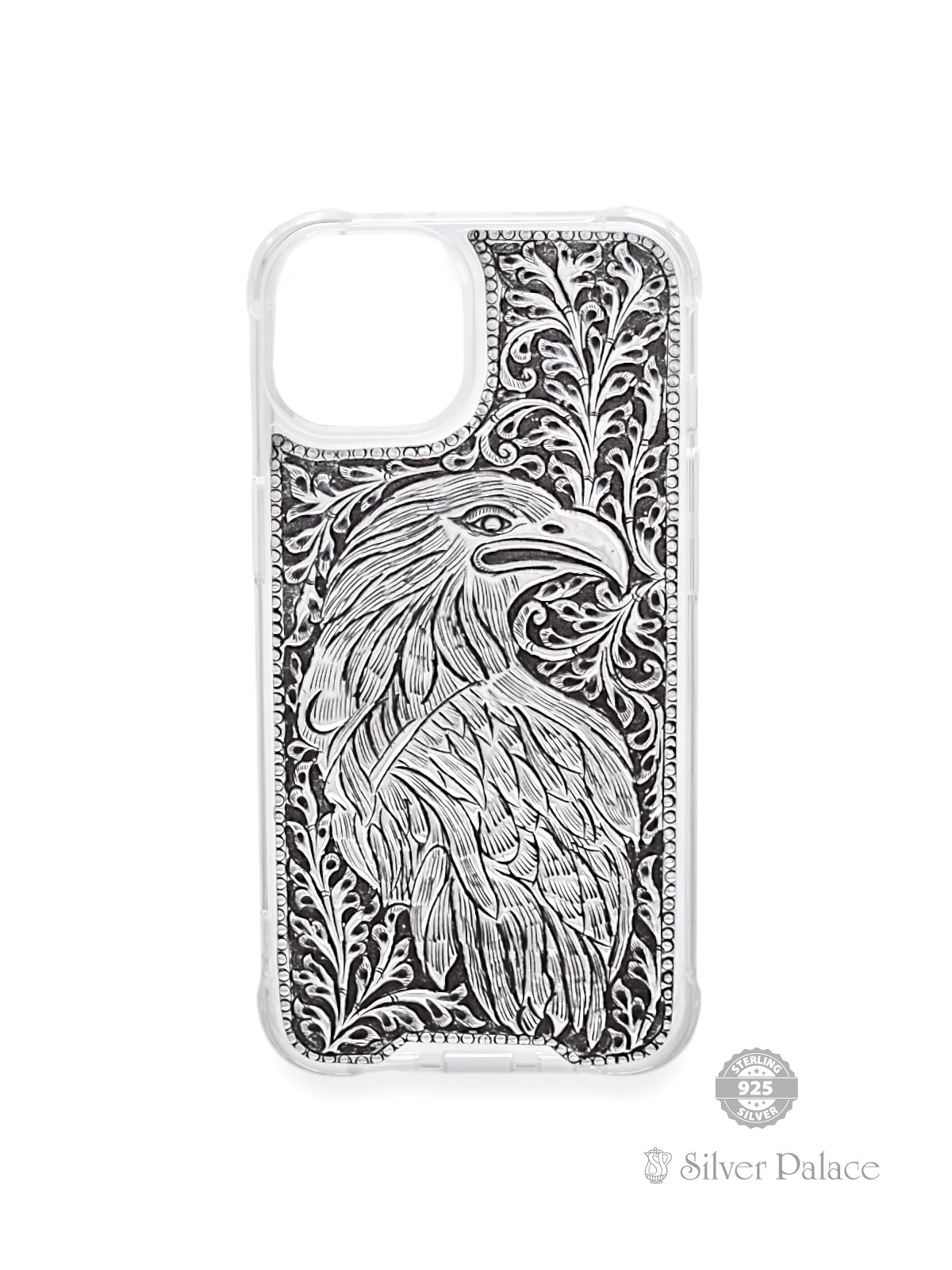 925 Sterling Silver Eagle Design Phone Case For Iphone 14 Pro - Silver ...