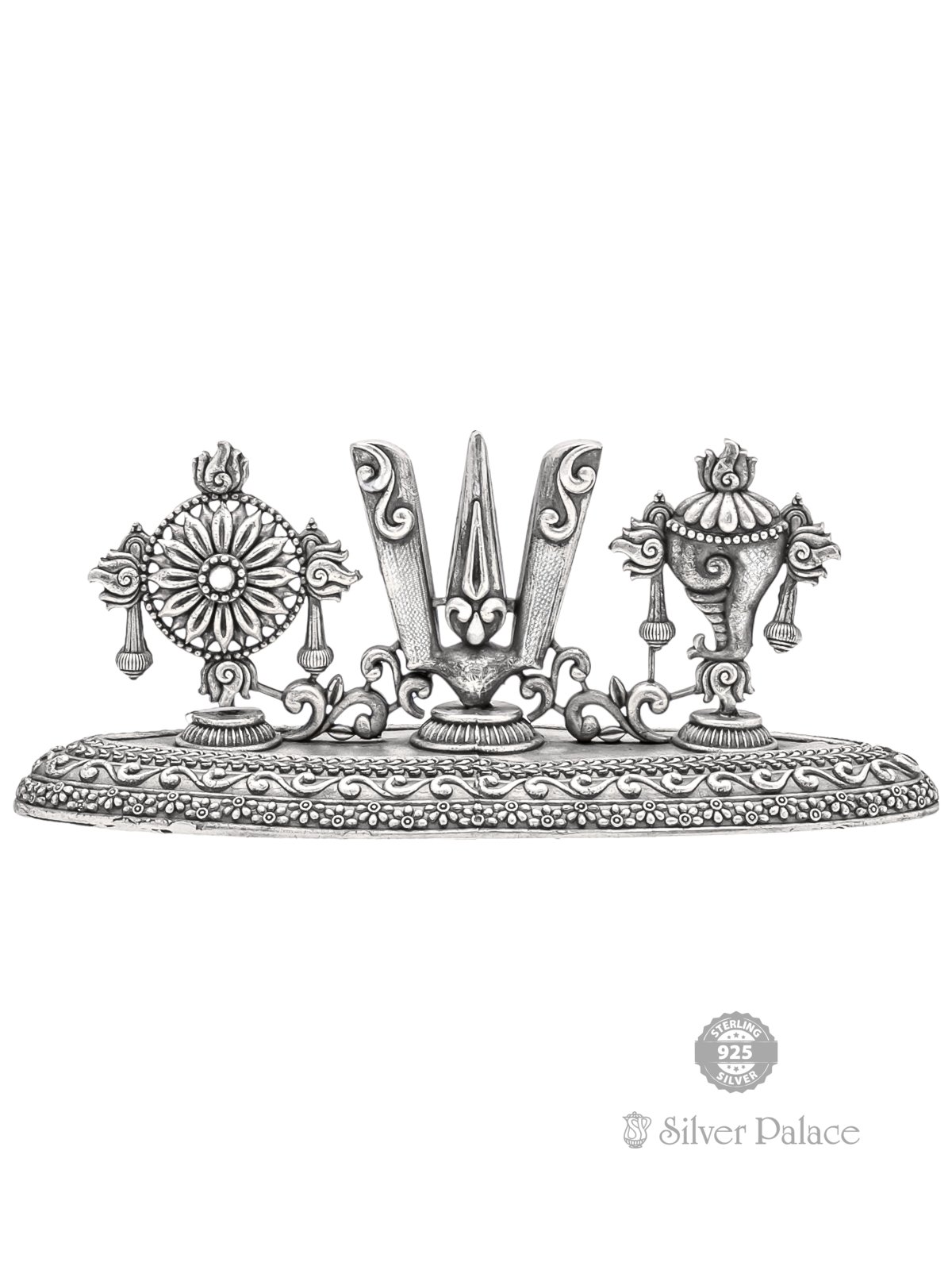 925 Oxidised Silver Sangu , Sakkaram , Naamam Idol For Pooja - Silver ...