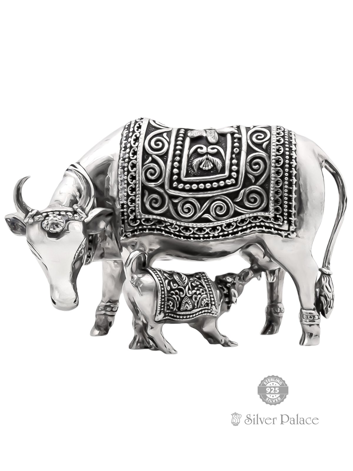 925 Pure Silver Gomatha Statue Antic Finish For Your Pooja Room ...