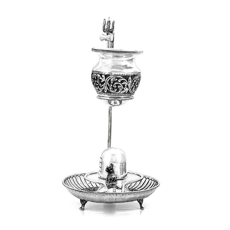 Oxidised Finish Dhara Patra Set For Lord Shiva - Silver Palace