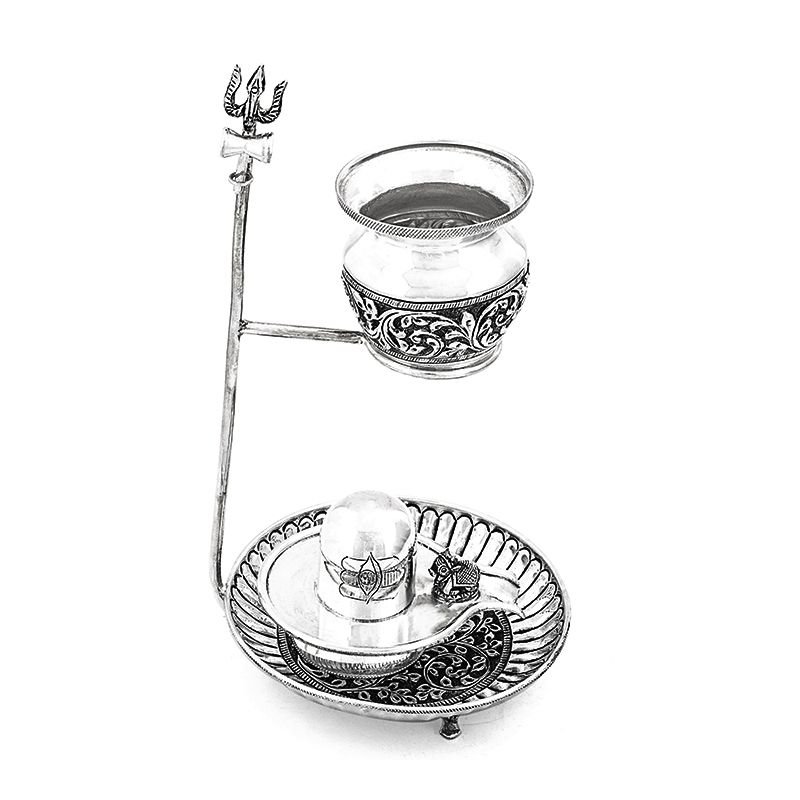 Oxidised Finish Dhara Patra Set For Lord Shiva - Silver Palace