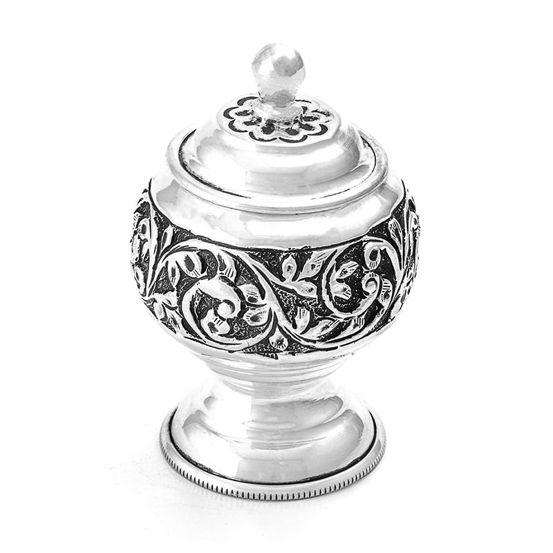 925 Pure Silver Antic Hand Crafted Kunguma Box - Silver Palace
