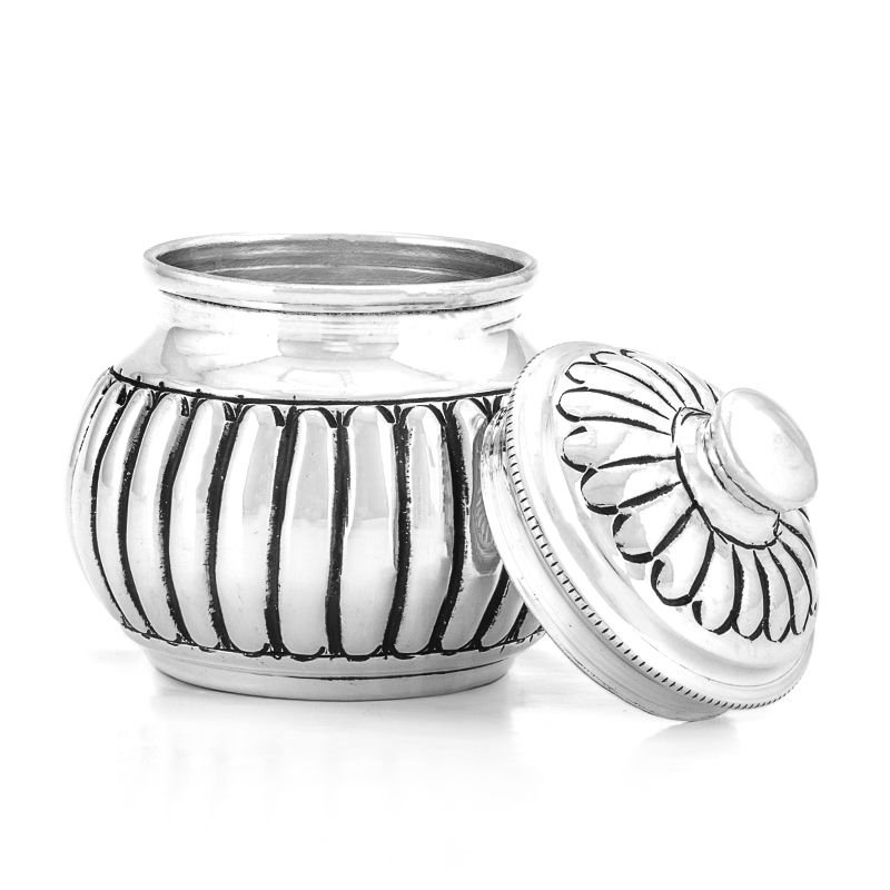 925 Oxidised Silver Kunguma Box For Women - Silver Palace