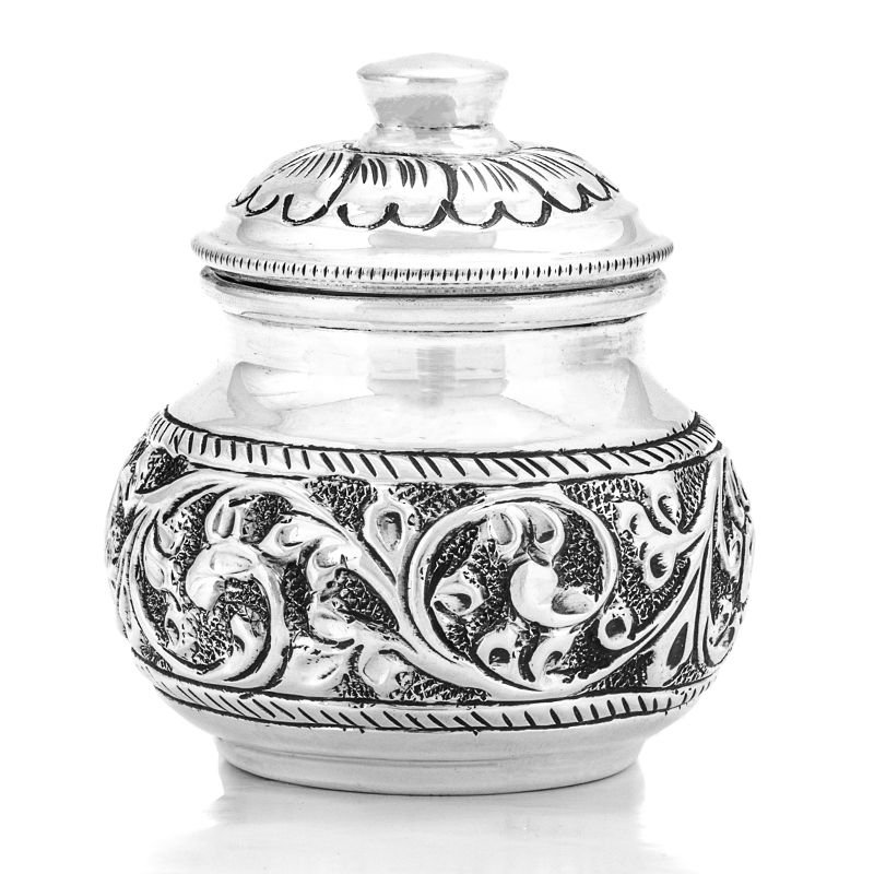Elegant 925 Sterling Silver Traditional Kumkum Box With Elephant Motif ...