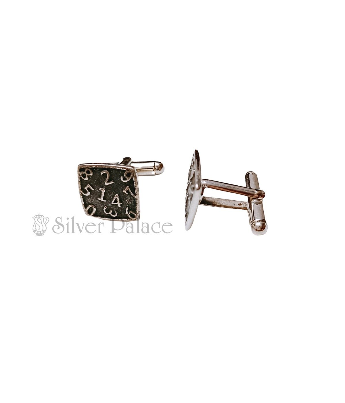 925 Oxidised Silver Numeral Design Cufflinks For Men - Silver Palace