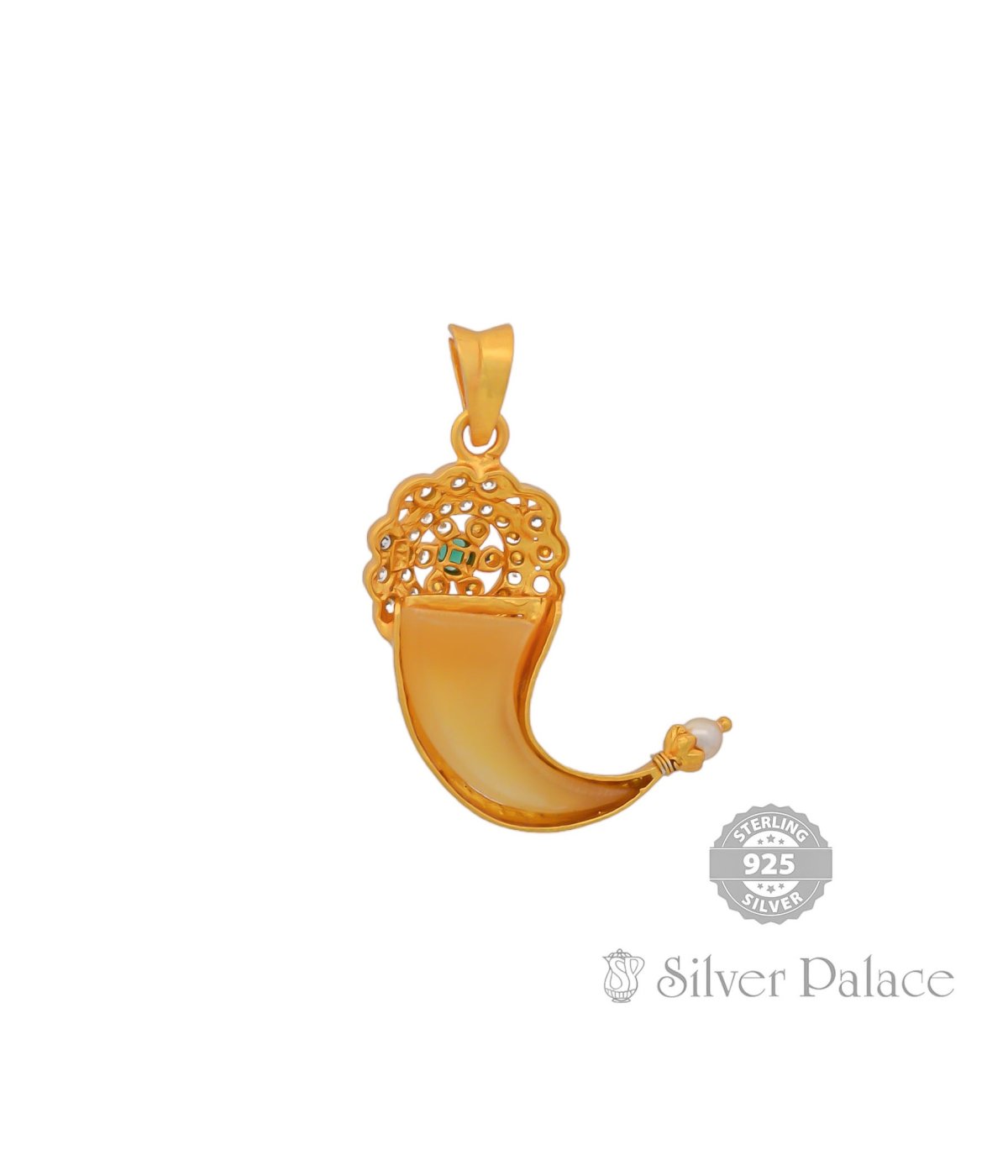 Silver Anite Collection Gold Polished Single Tiger Nail Pendant For Men ...