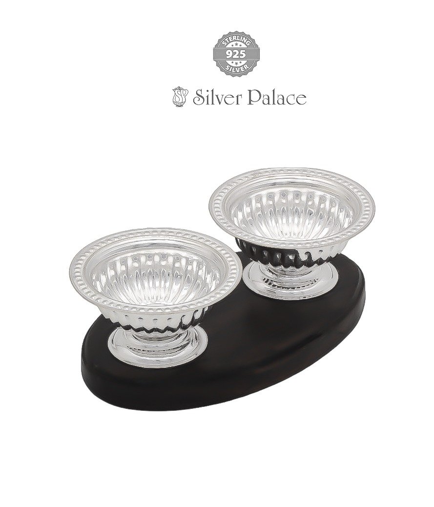 925 Silver 2 In 1 Kottu Kinnam On Wooden Base - Silver Palace