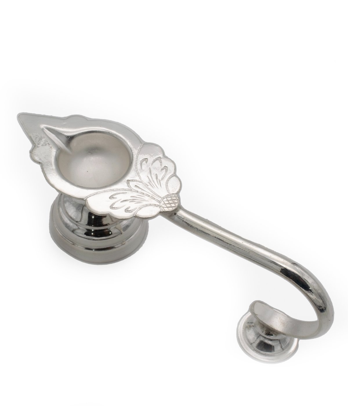 925 Pure Silver Sindle Lamp With Handle For Daily Pooja - Silver Palace