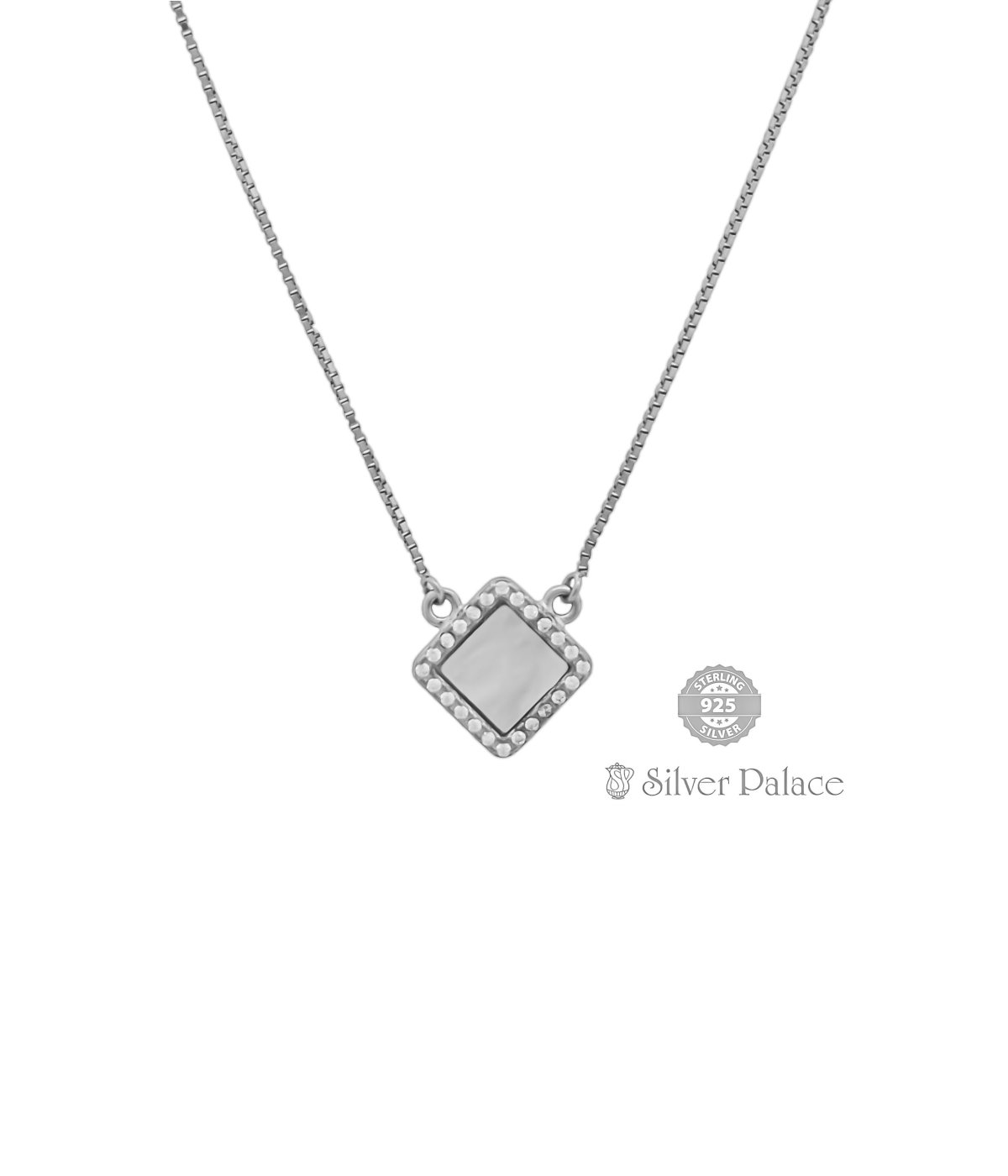92.5 Sterling Silver Square Design Design Cz Stone Studded Chain For ...