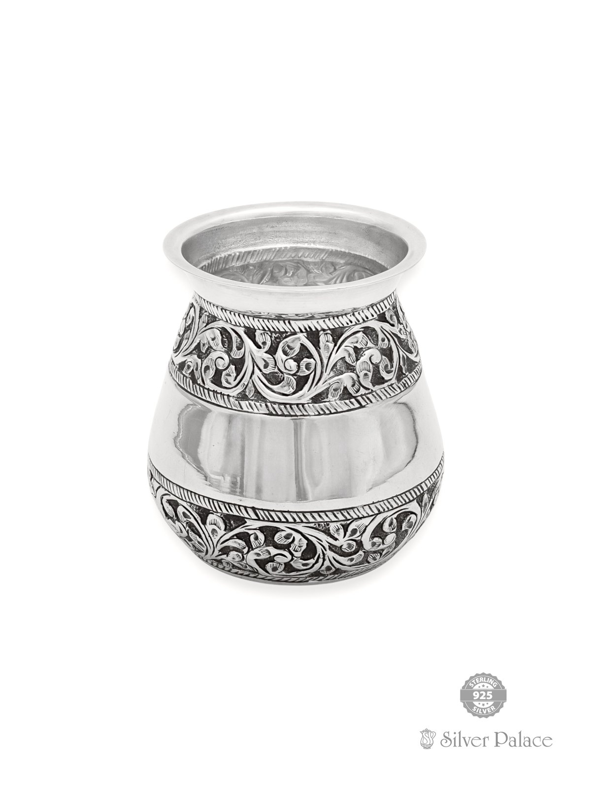 925 Oxidised Silver Floral Design Sombu For Giftings - Silver Palace