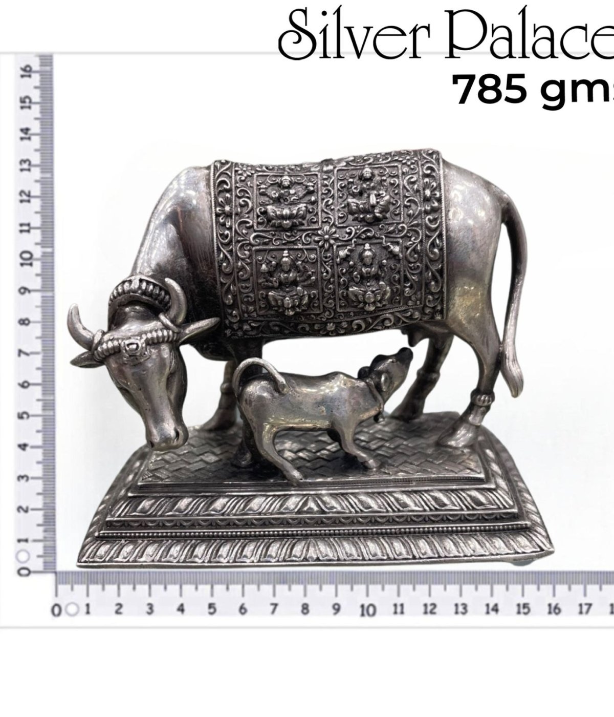 92.5 Oxidised Silver Astalakshmi Casting Gomatha Cow Lc Statue - Divine ...