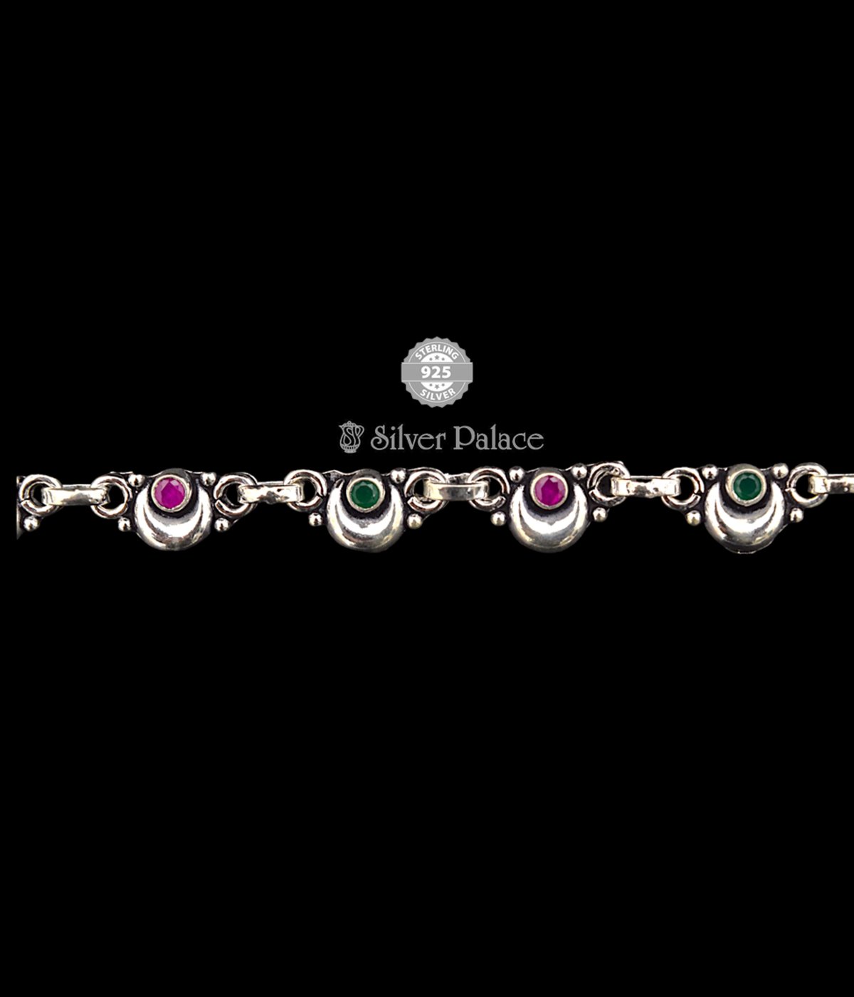 925 Oxidized Silver Neeth Collections Cut Stone Anklets For Womens ...