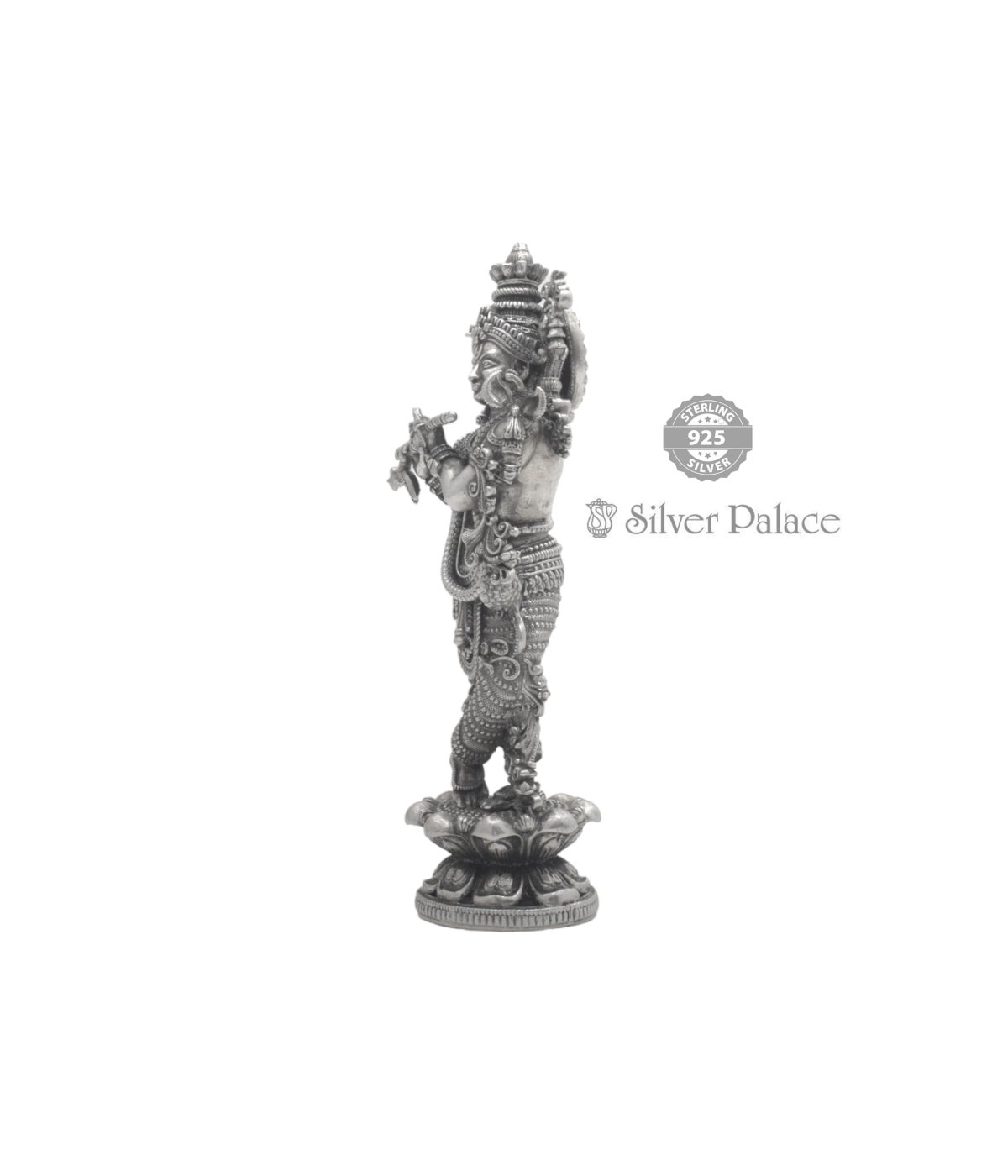 Oxidised Silver Lord Krishna Idol In Pure Silver For Navaratri ...