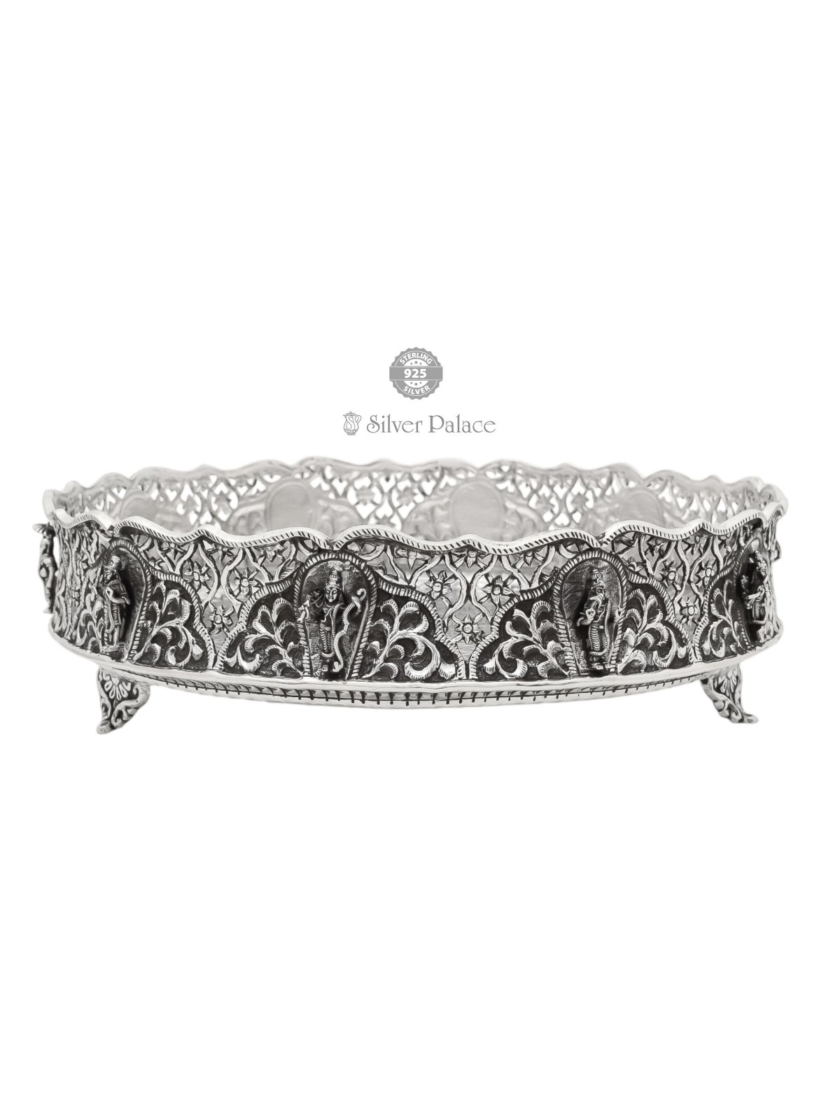 92.5 Oxidised Silver Dhasavatharam Multipurpose Plate - Silver Palace