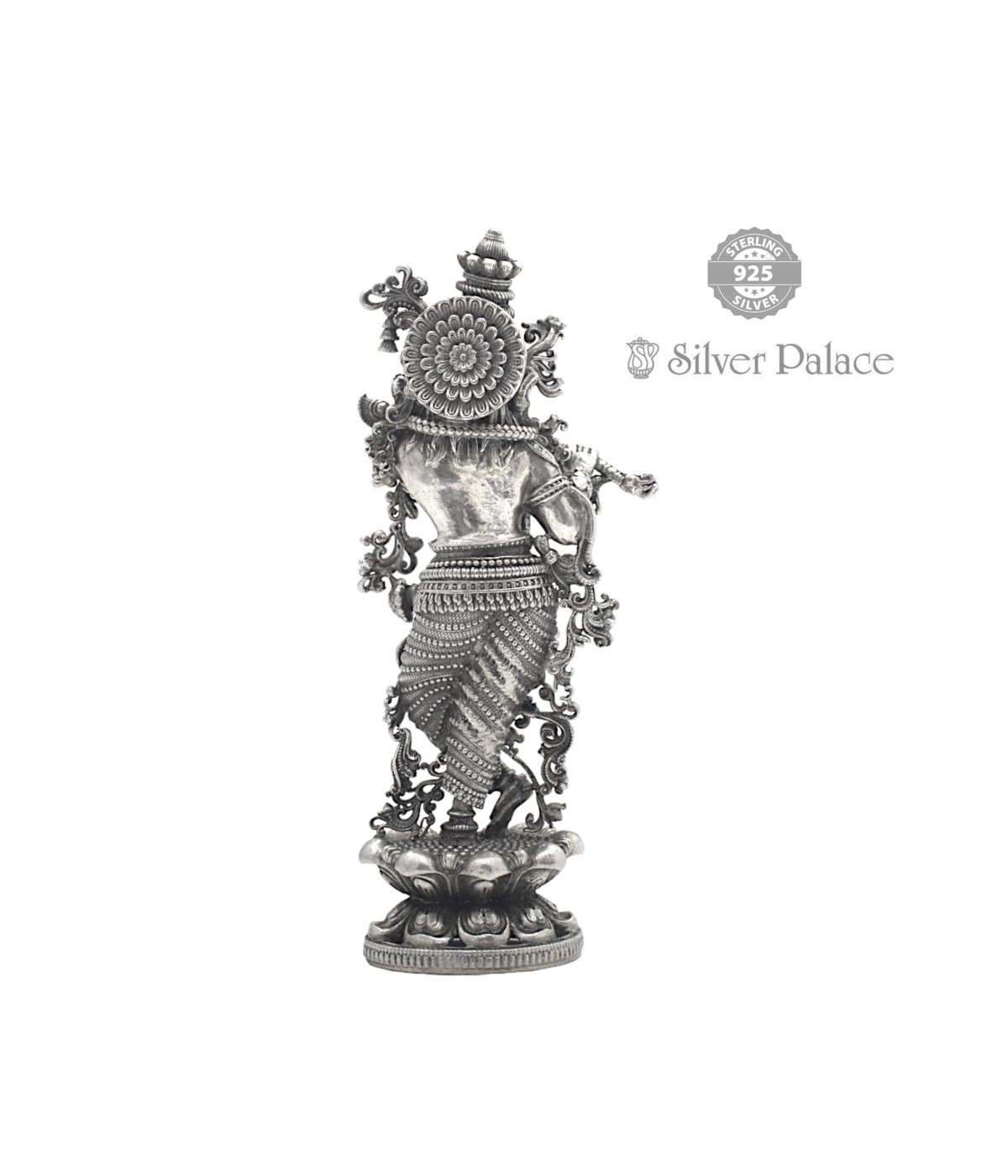 Oxidised Silver Lord Krishna Idol In Pure Silver For Navaratri ...