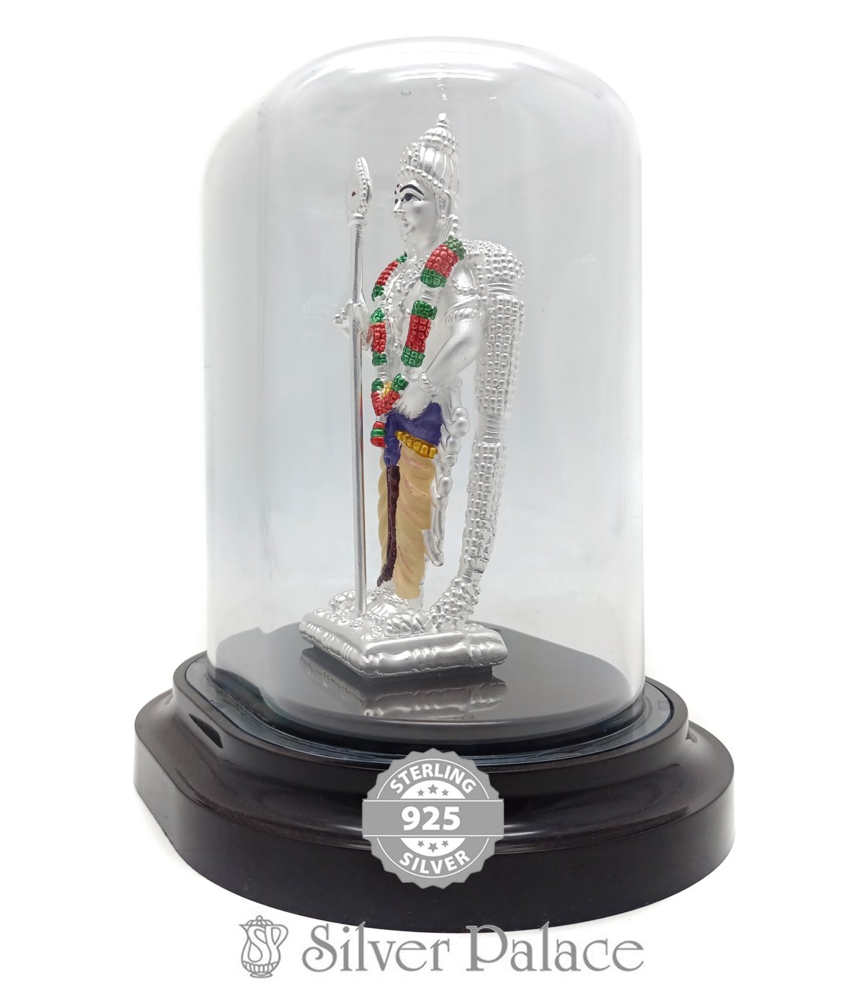925 Silver Beautiful Vigraham Murugan With Acrylic Base Statue For ...