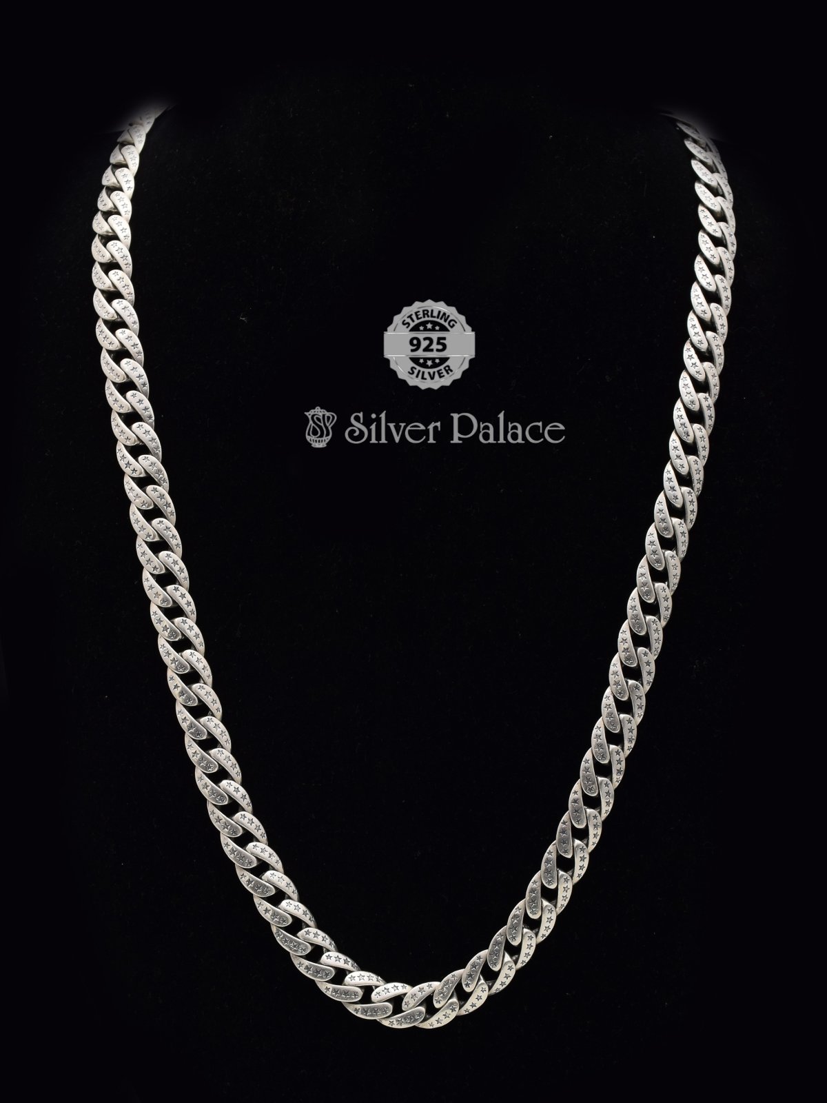 925 Sterling Silver Greek Key Chain Maan Collection - Silver Palace