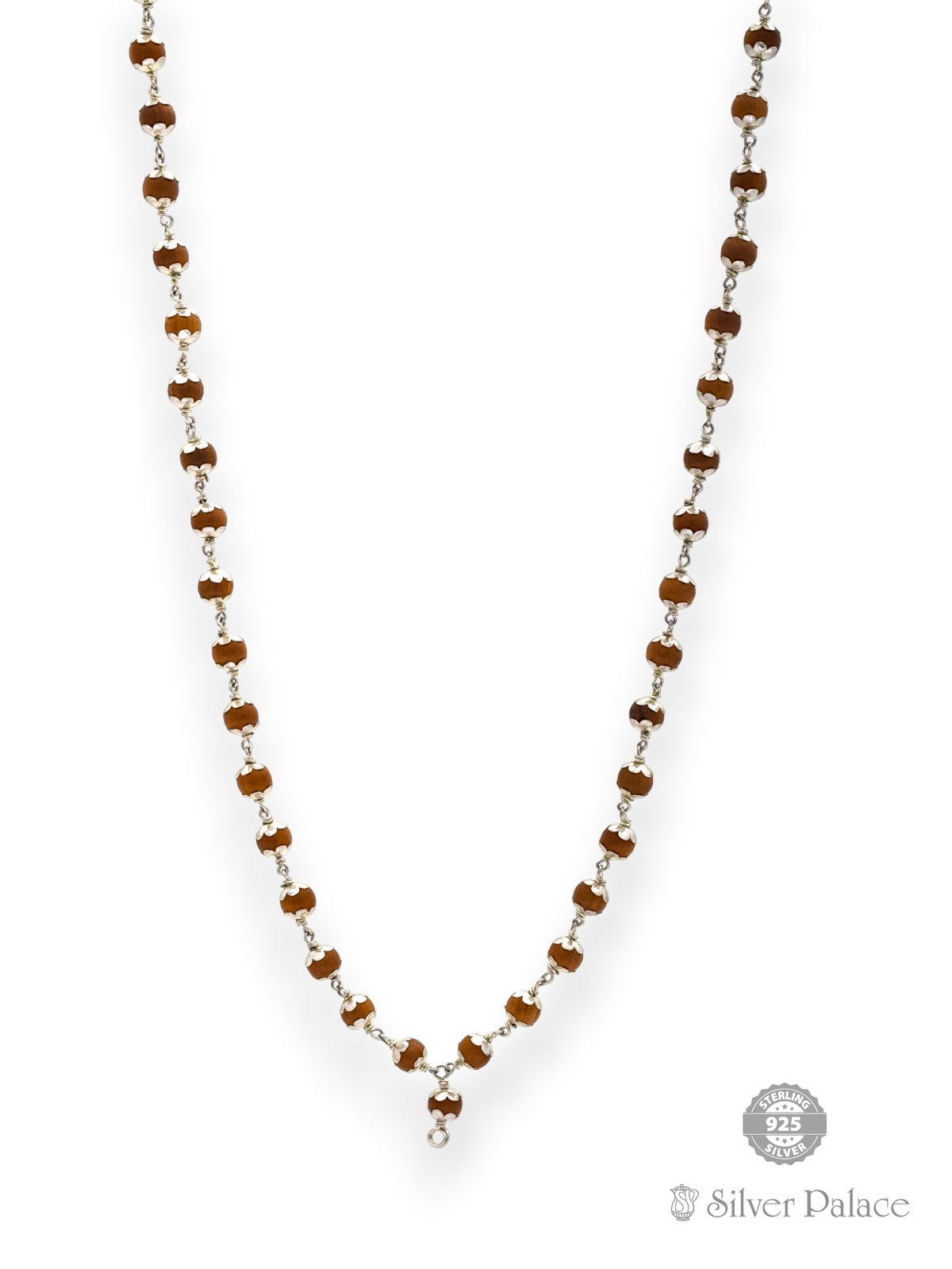 925 Sterling Silver 7mm Sandal Maala With 54 Beads - Silver Palace