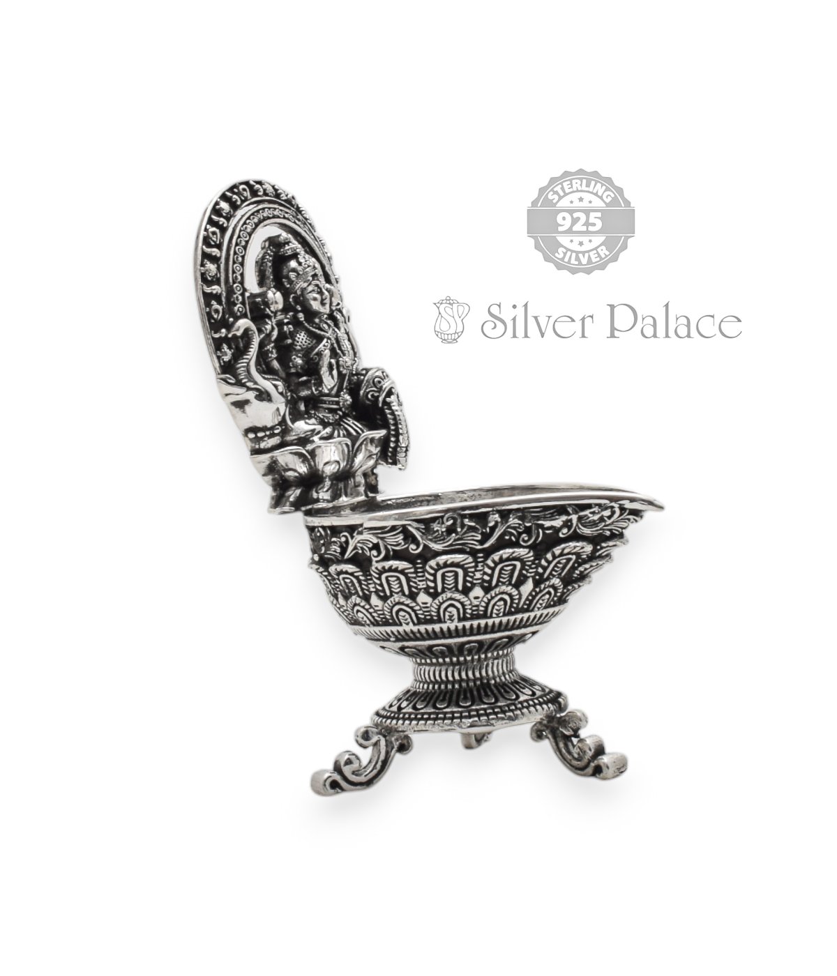 92.5 Oxidised Silver Lakshmi Deepam Lamp For Housewarming Gift - Silver ...