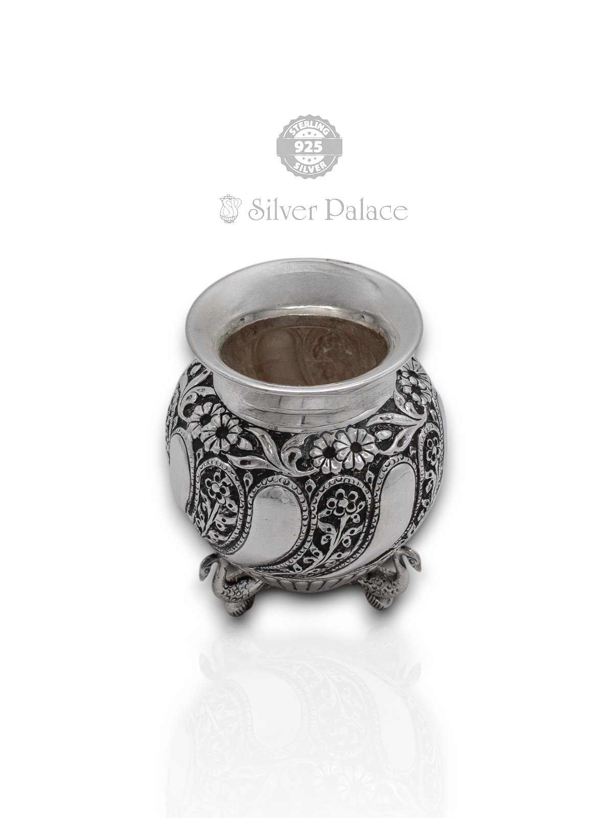 925 Oxidised Silver Leaf Design Chombu - Silver Palace