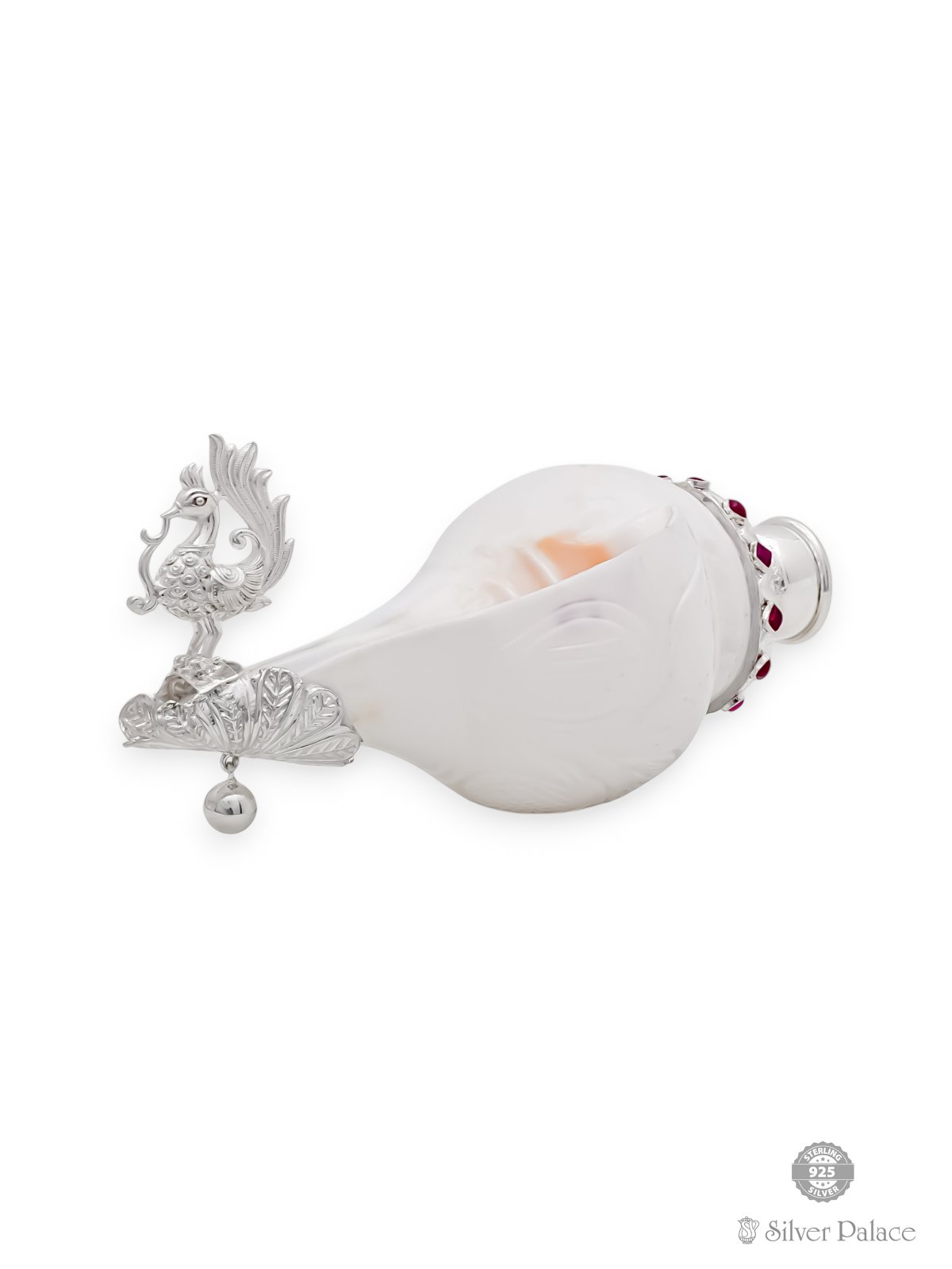 925 Silver Peacock Motif Sangu For Pooja Use - Silver Palace