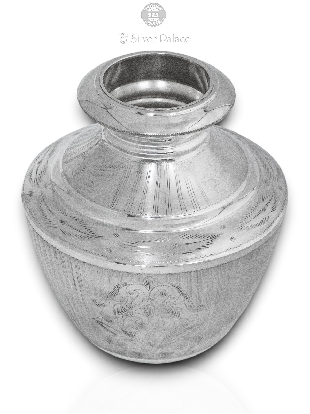 925 Pure Silver Plain Kudam With Flower Engraving For Multi Purpose ...
