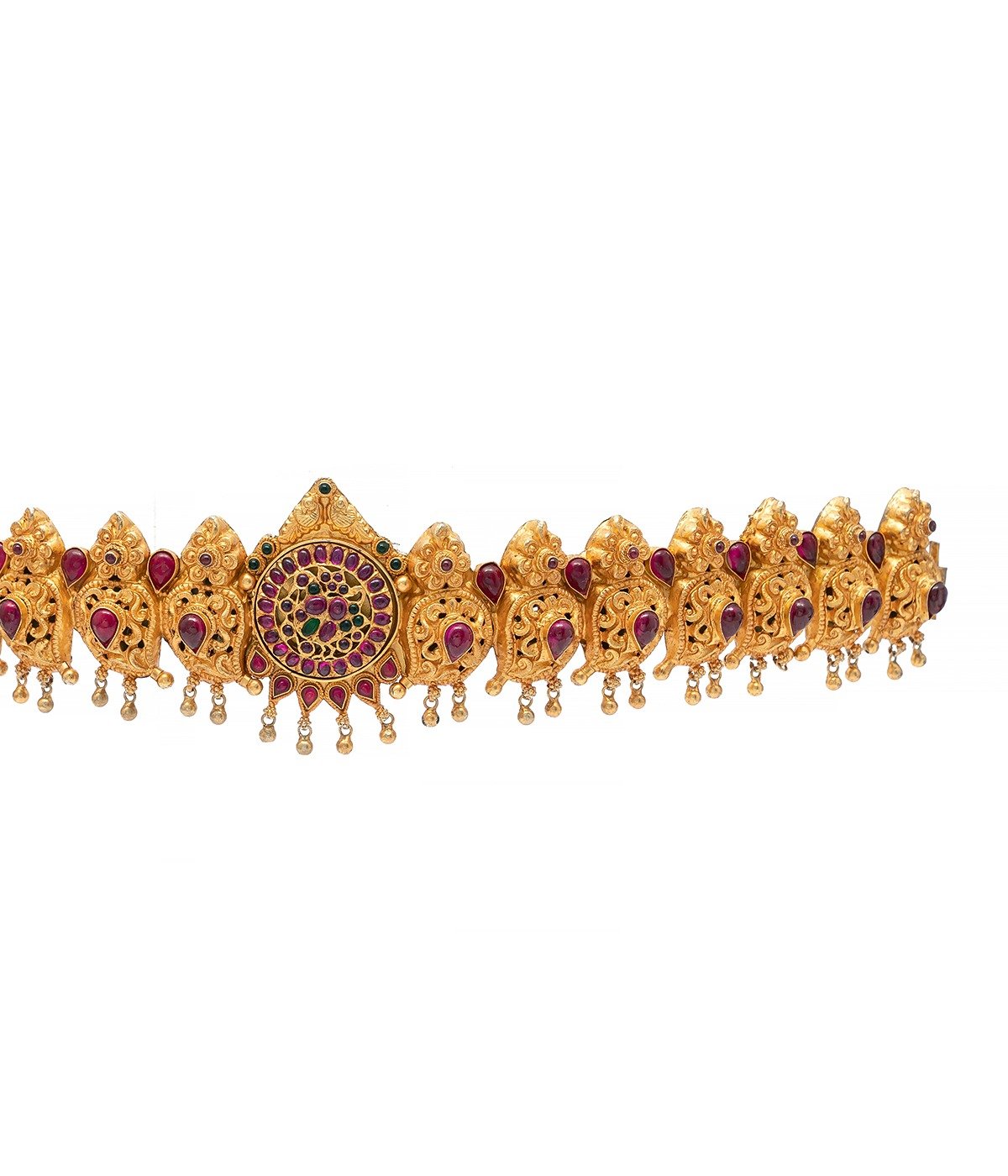 Silver Anite Collections Gold Polished Kundan Stone Design Ottiyanam ...