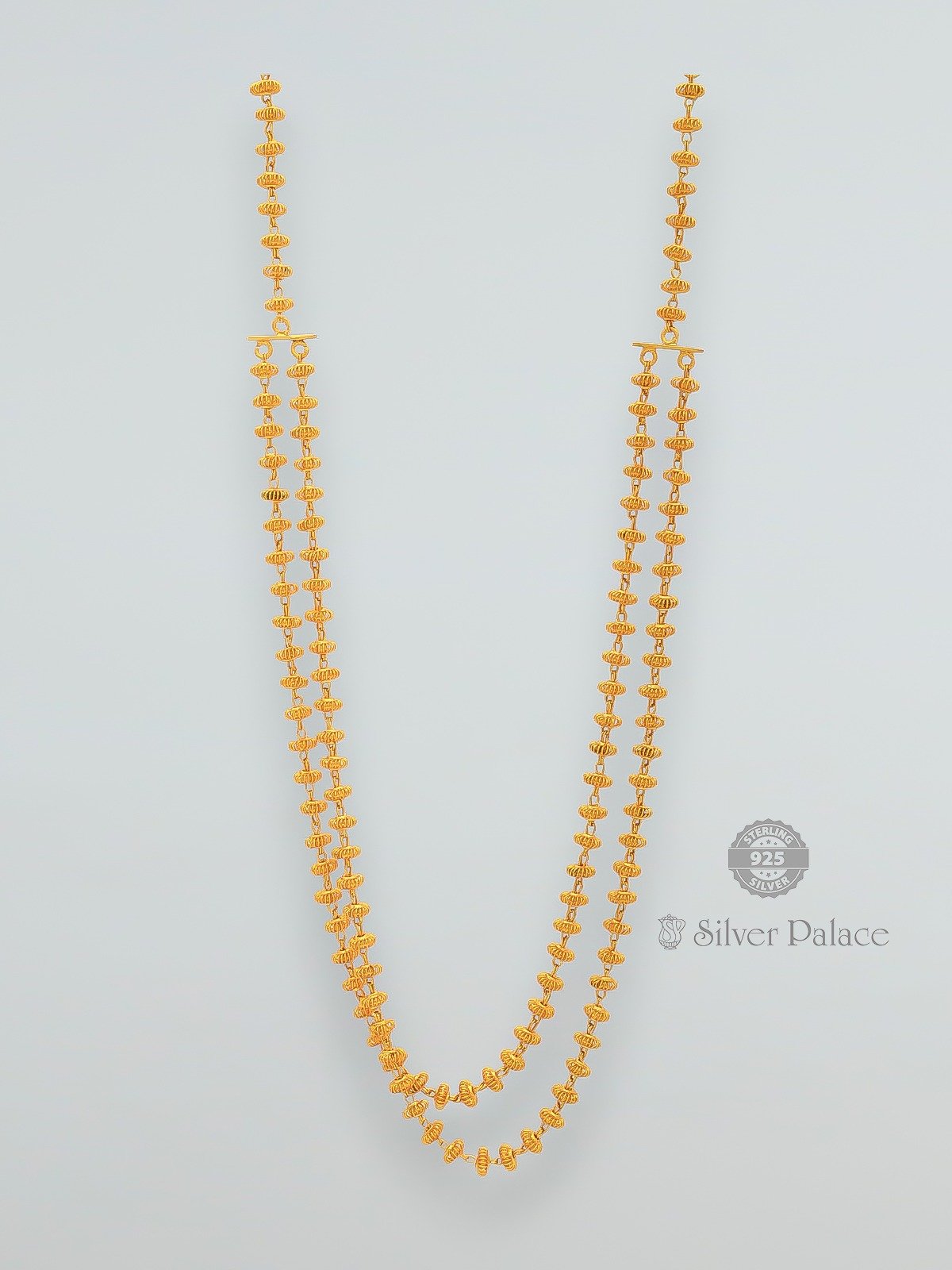925 Silver Gold Polished Double Strand Beads Malaa For Women Anite ...