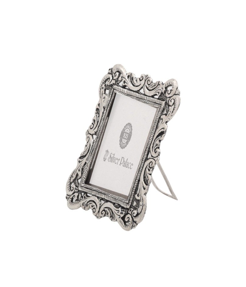 925 Pure Silver Photo Frame With Fancy Design - Silver Palace