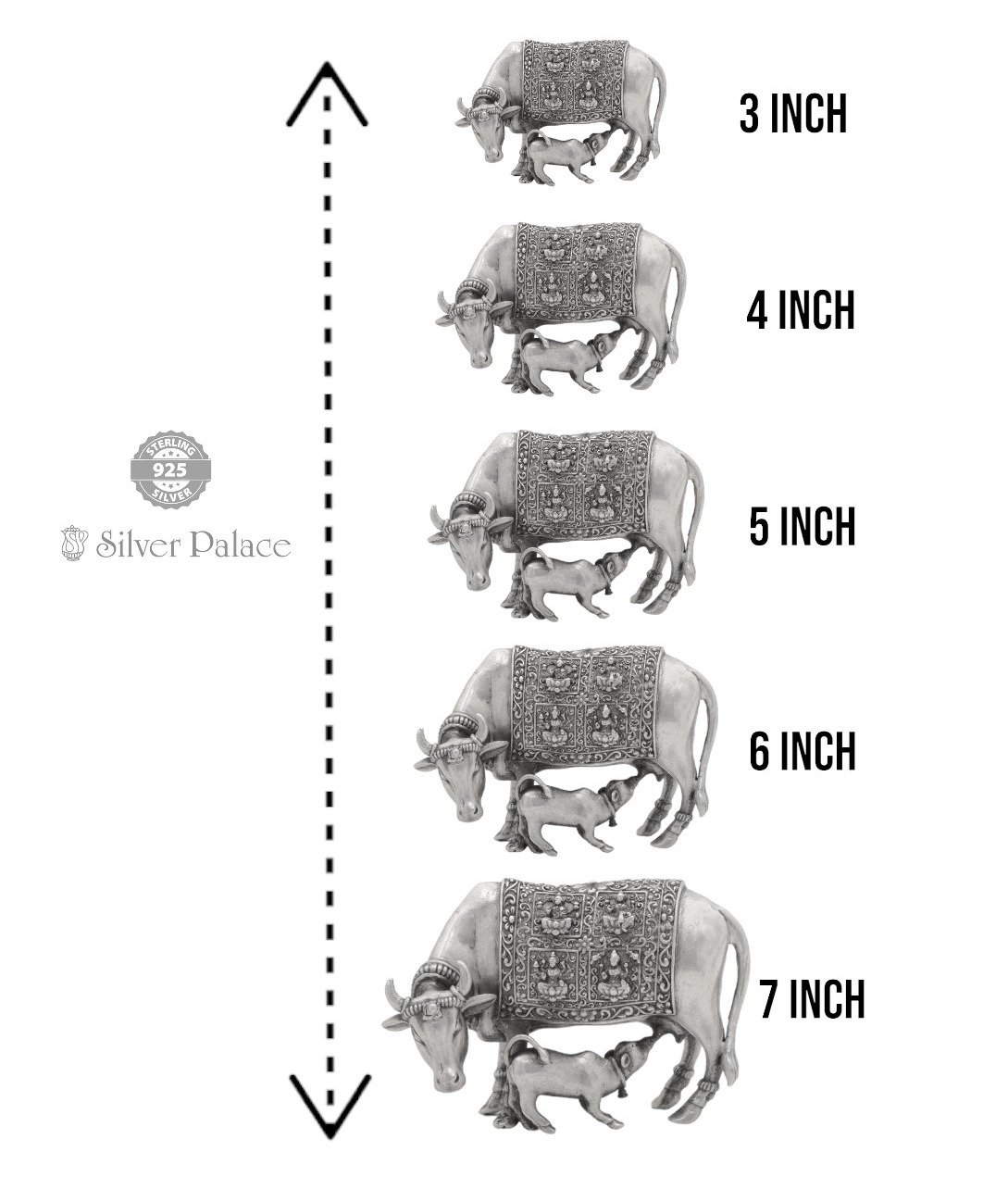 92.5 Pure Silver Kamdhenu Cow Idol For Housewarming Gift - Silver Palace