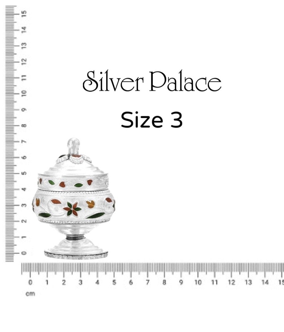 925 Pure Silver Hand Crafted Sindoor Kungumam Dabbi Box - Silver Palace