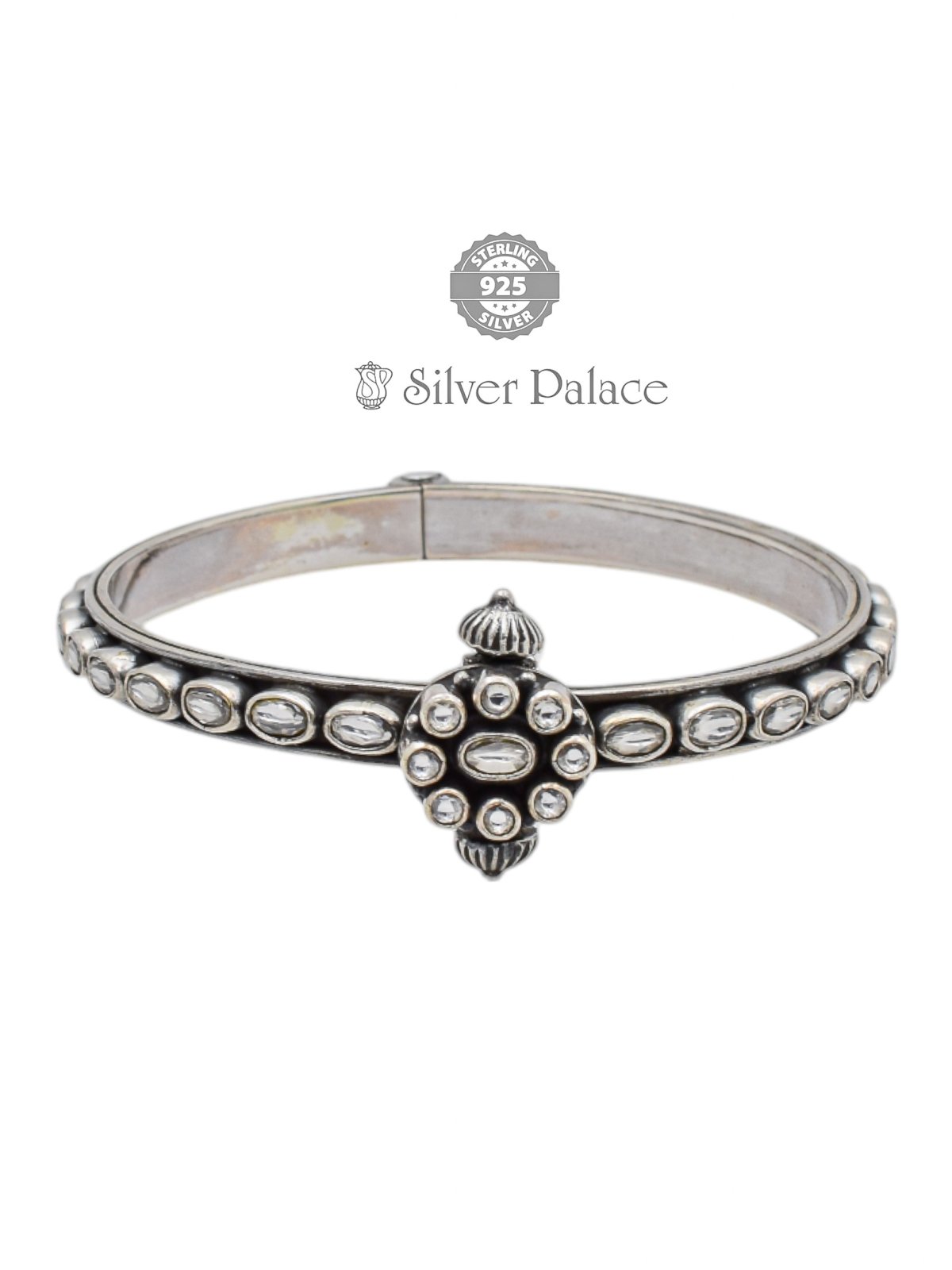 925 Oxidised Silver Floral Design Kada For Womens Mannj Collection ...
