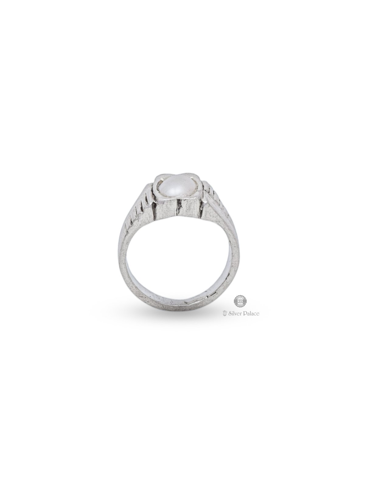 925 Sterling Silver Line With White Pearl Rashi Ring For Unisex ...