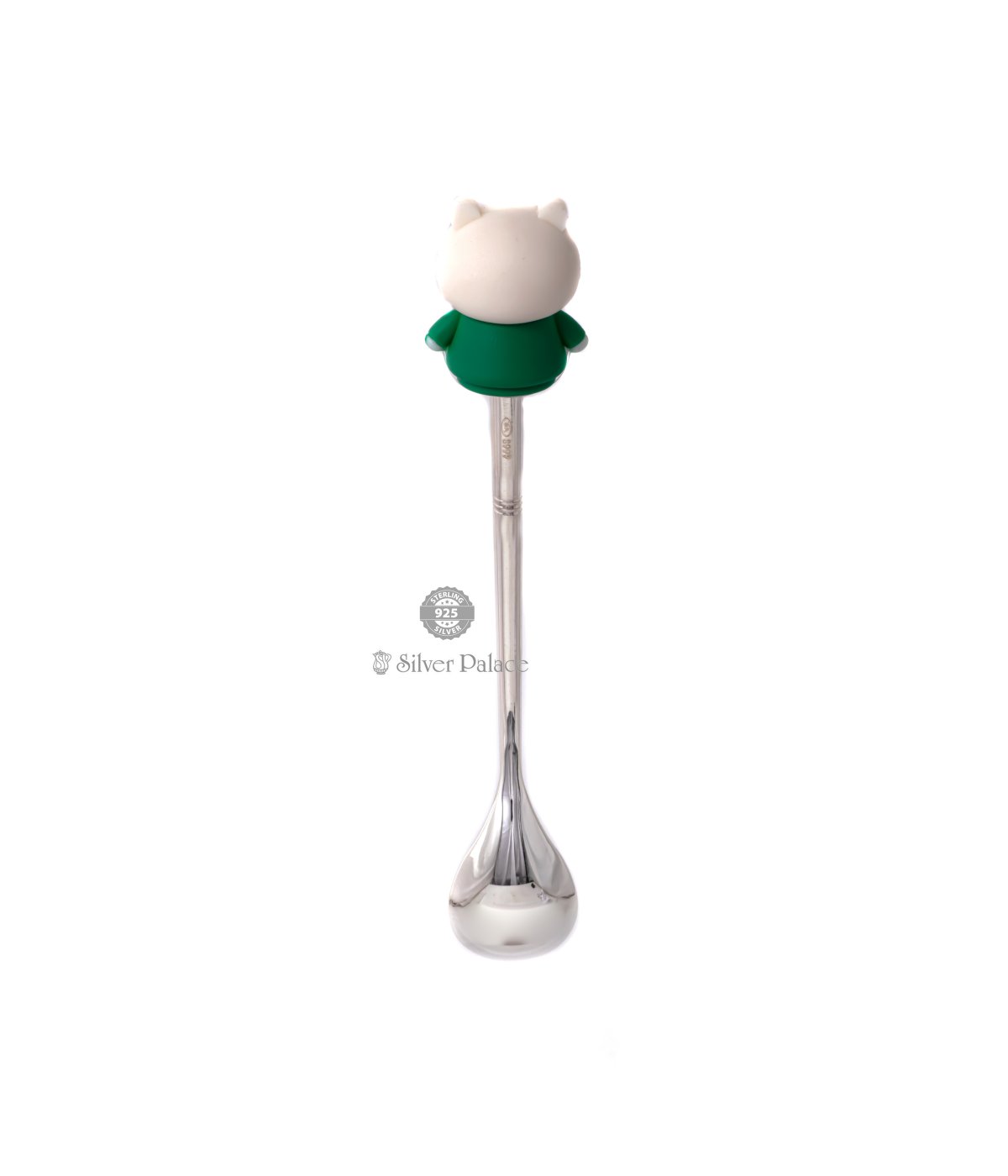 925 Silver Spoon For Baby With Silicon Teddy Bear - Silver Palace