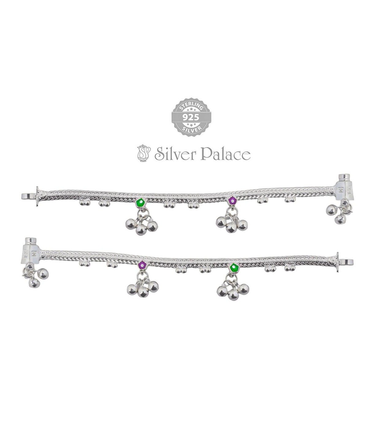 Silver Handmade Anklets For Kids Latest Trendy Design - Silver Palace