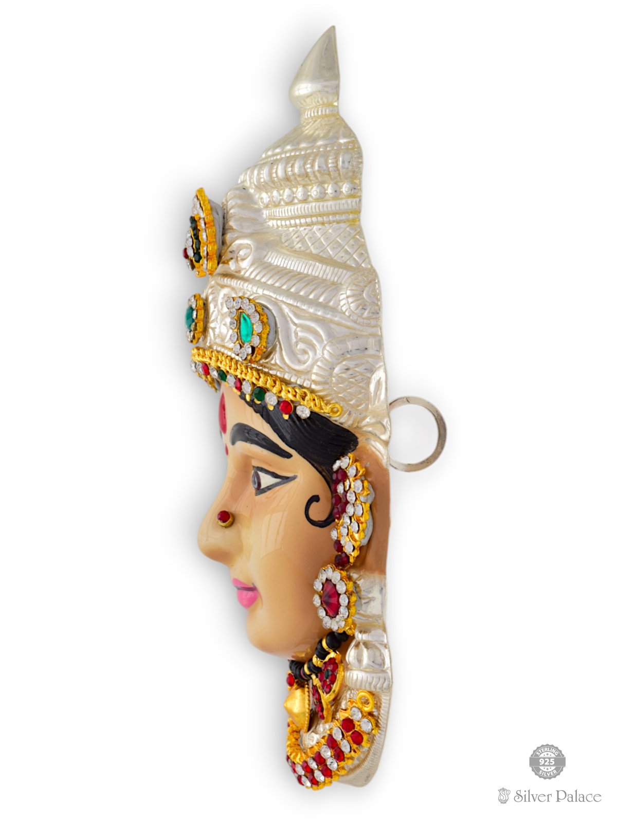 925 Silver Enameld Amman Face For This Varalakshimi Pooja - Silver Palace