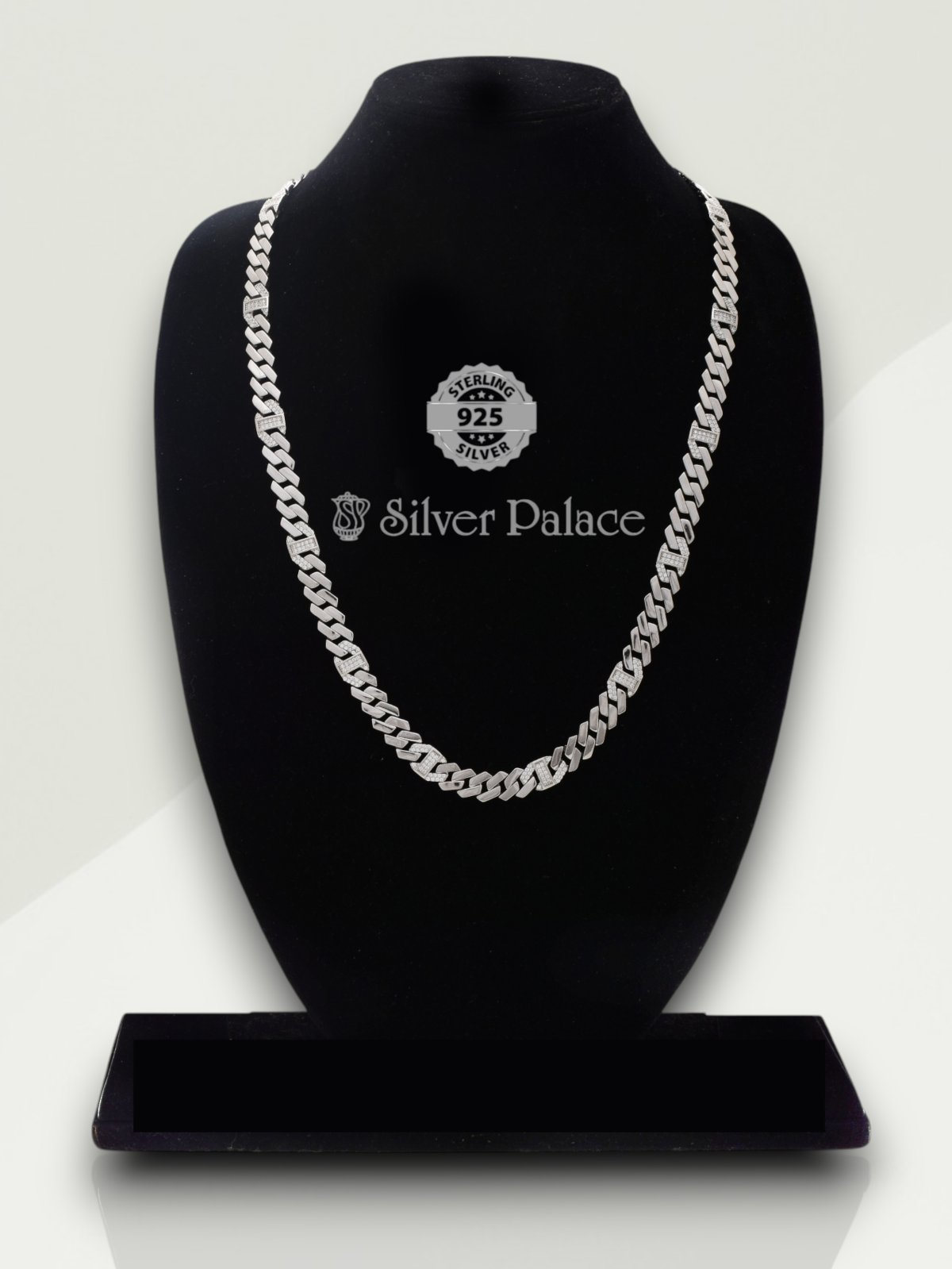 92.5 Sterling Silver Hardik Pandya Stone Studded Chain Iced Cut ...