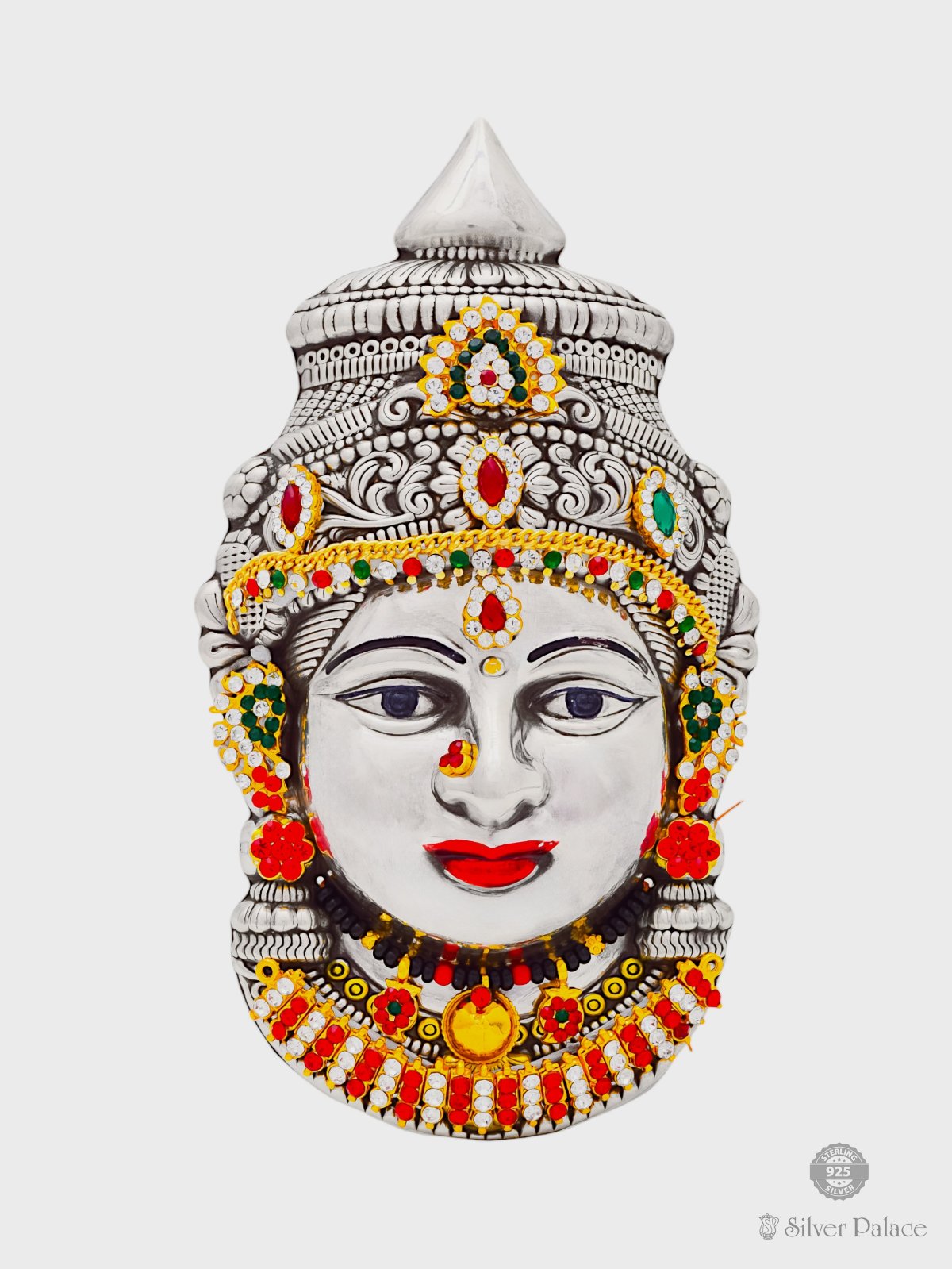 925 Sterling Silver Amman Face With Color Full Enamel And Stones ...