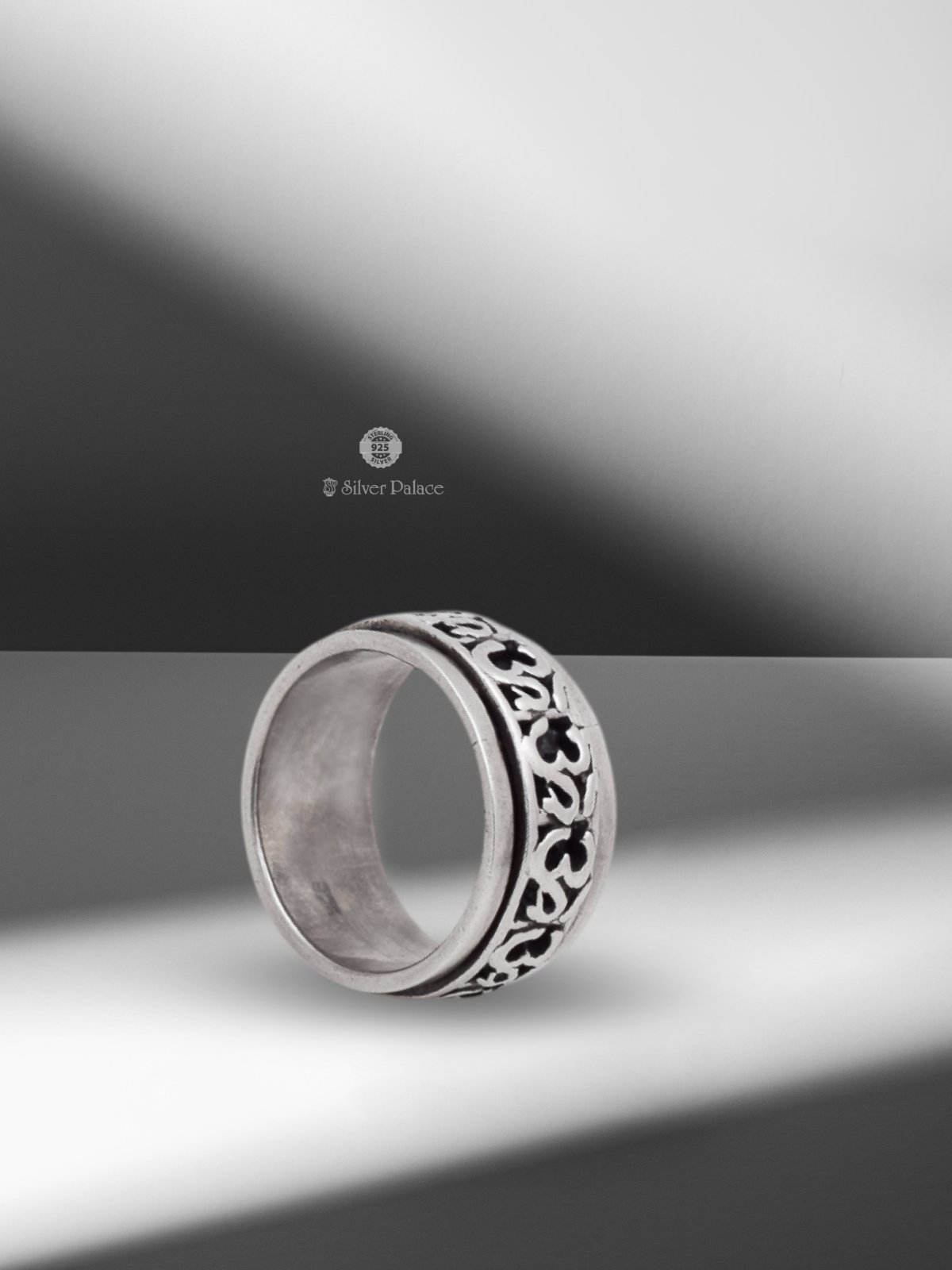 925 Oxidised Silver Ohm Design Ring For Mens - Silver Palace
