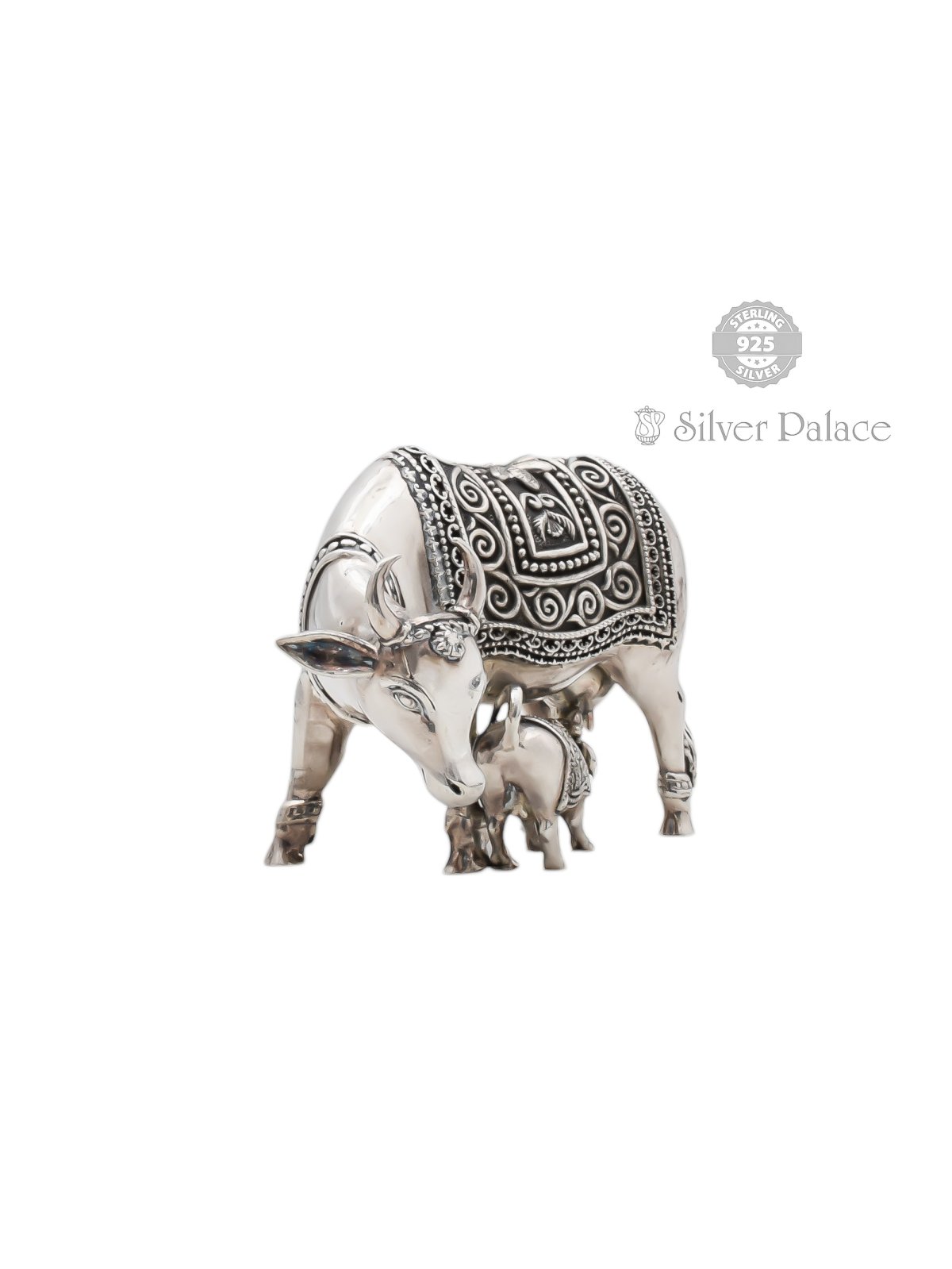 925 Pure Silver Gomatha Statue Antic Finish For Your Pooja Room ...