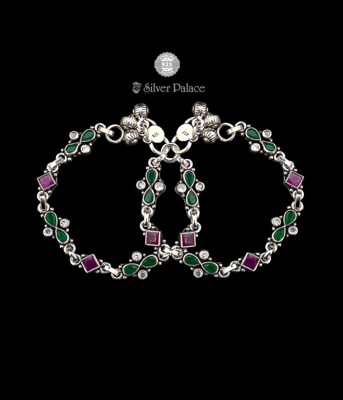 925 Silver Neeth Collections Fancy Anklets For Girls - Silver Palace