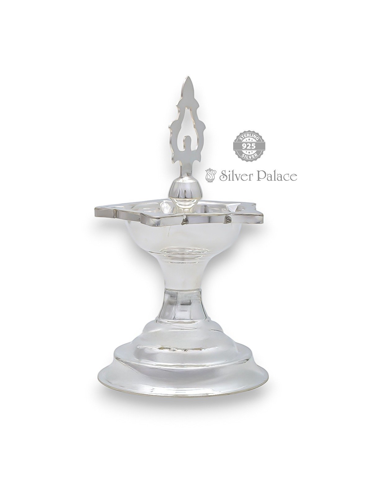 92.5 Pure Silver Traditional Style Lamp For Your Pooja Room - Silver Palace