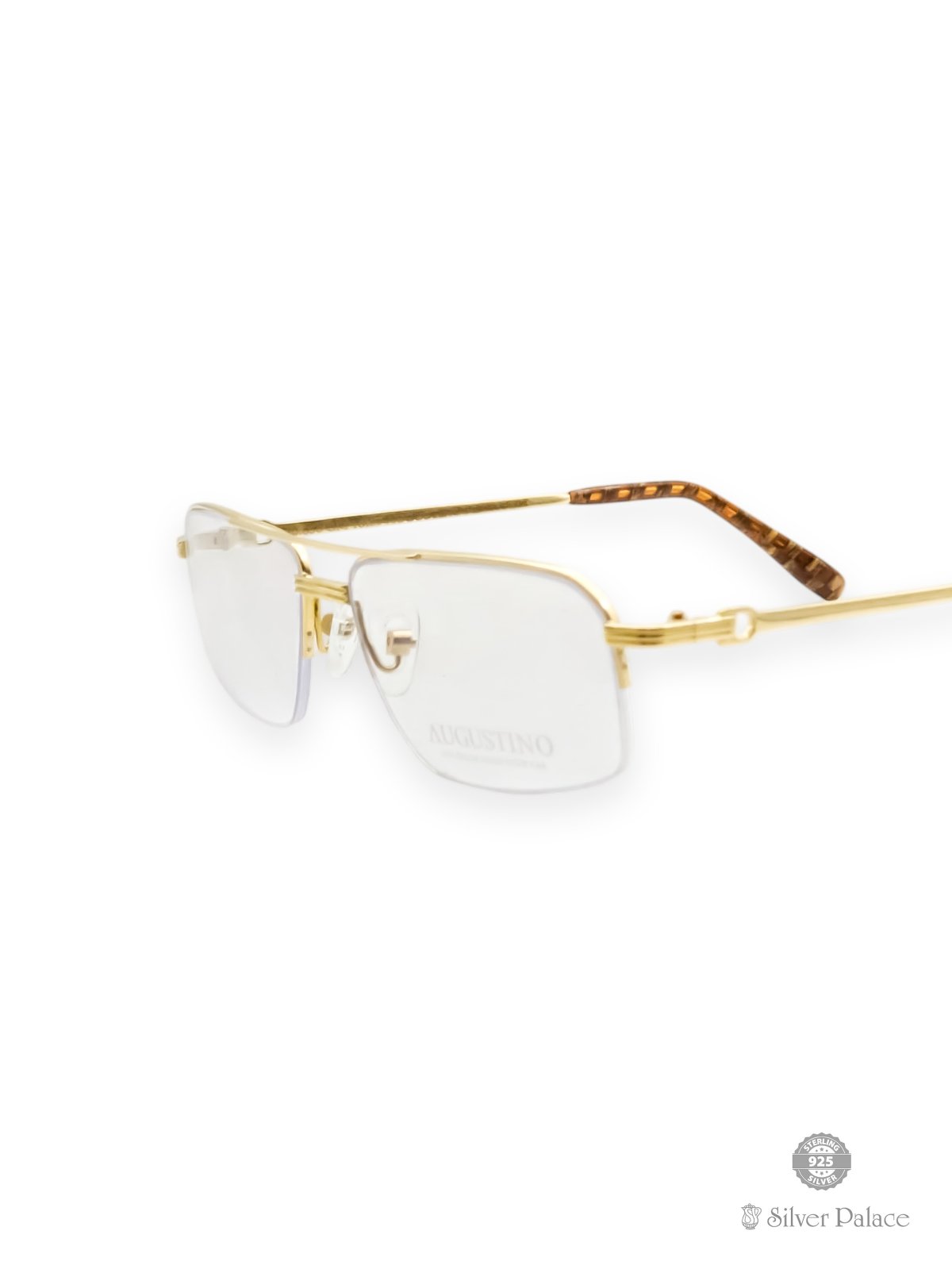 916 Pure Gold Unisex Eye Glass With Wood Style Temple - Silver Palace
