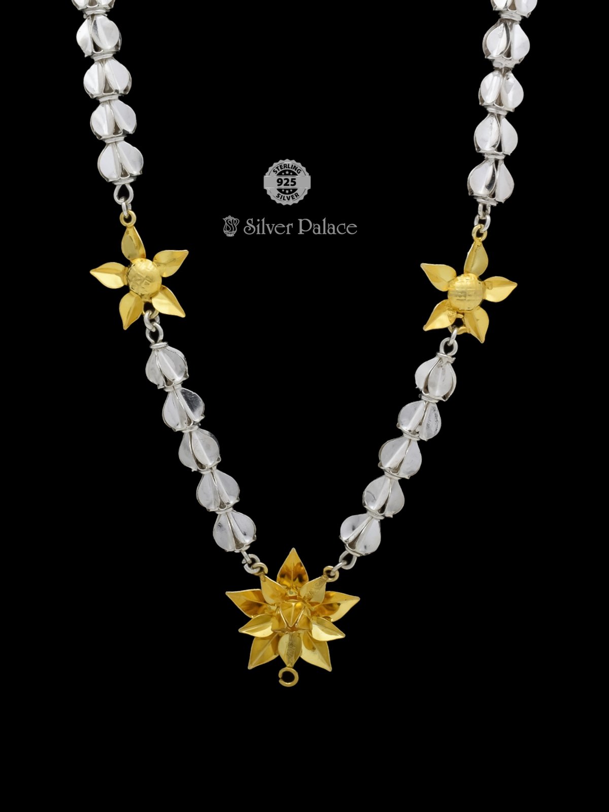 92.5 Silver Sunflower Shape Mala For Photo Frames - Silver Palace