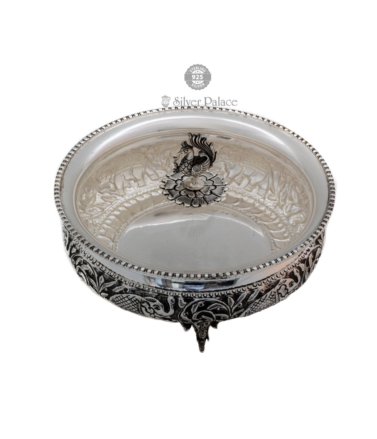 92.5 Oxidised Silver Multipurpose Dry Fruit Box With Acrylic Top Cover ...