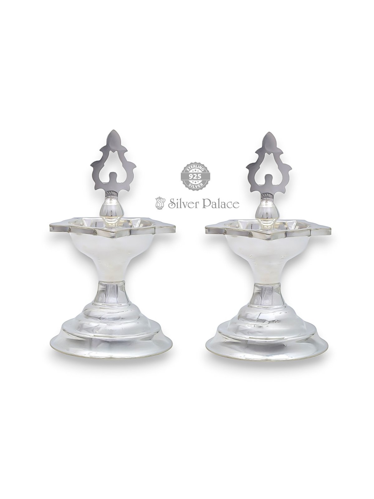 92.5 Pure Silver Traditional Style Lamp For Your Pooja Room - Silver Palace